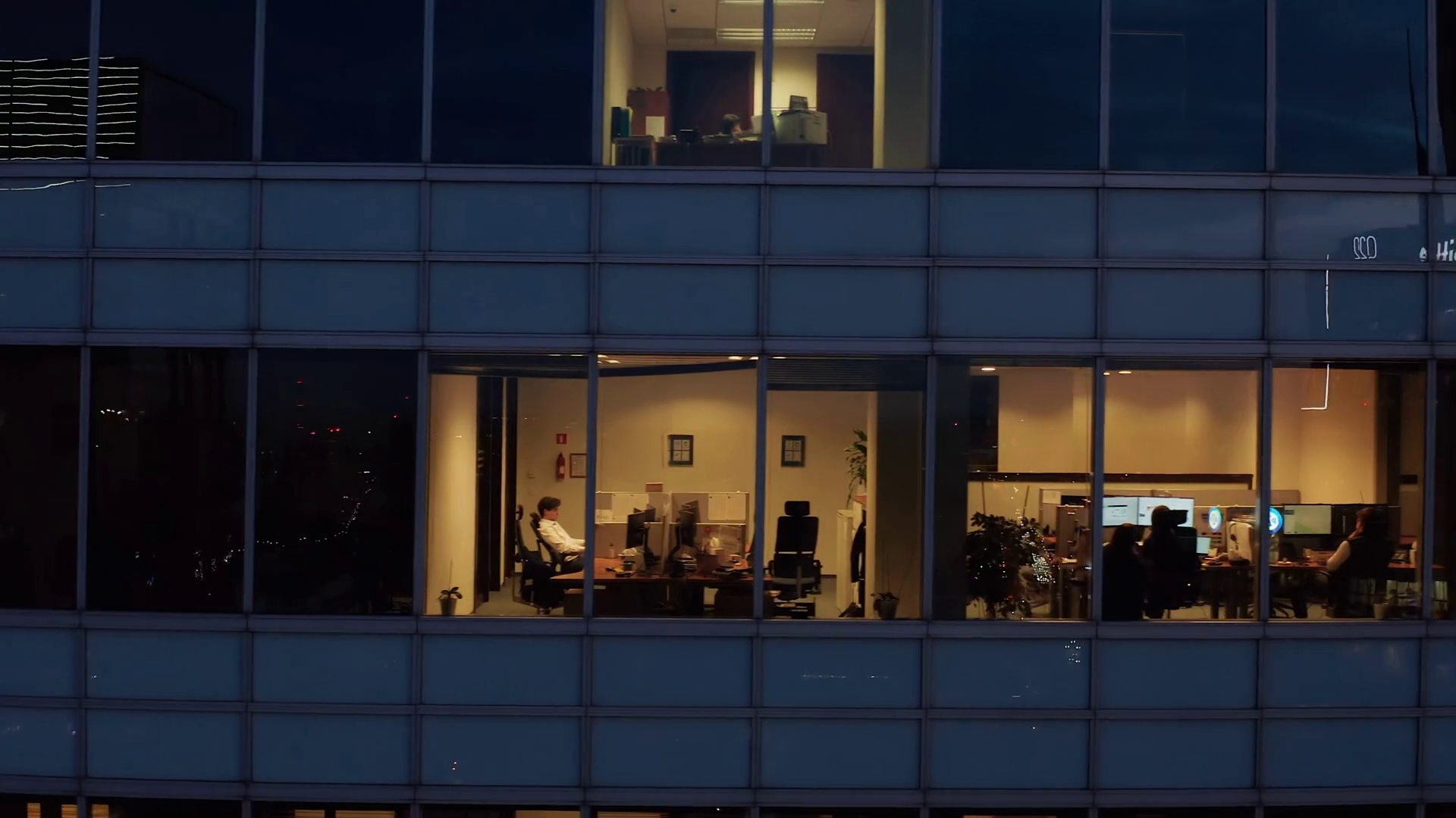 Panning Footage Of Windows Of Tall Office Stock Footage SBV-347701686 ...