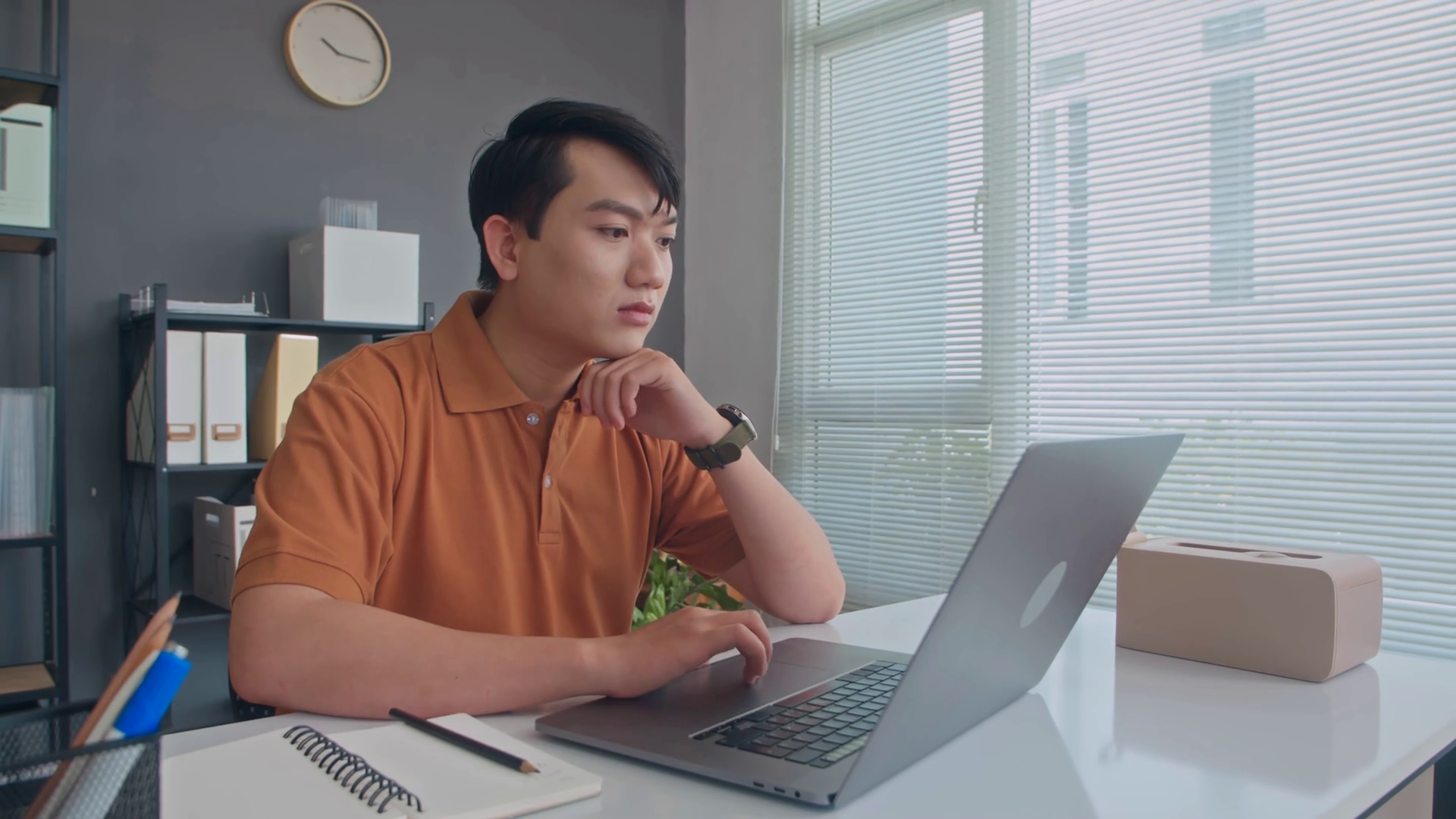 Medium Shot Of Pensive Young Developer Stock Footage SBV-352984920 ...