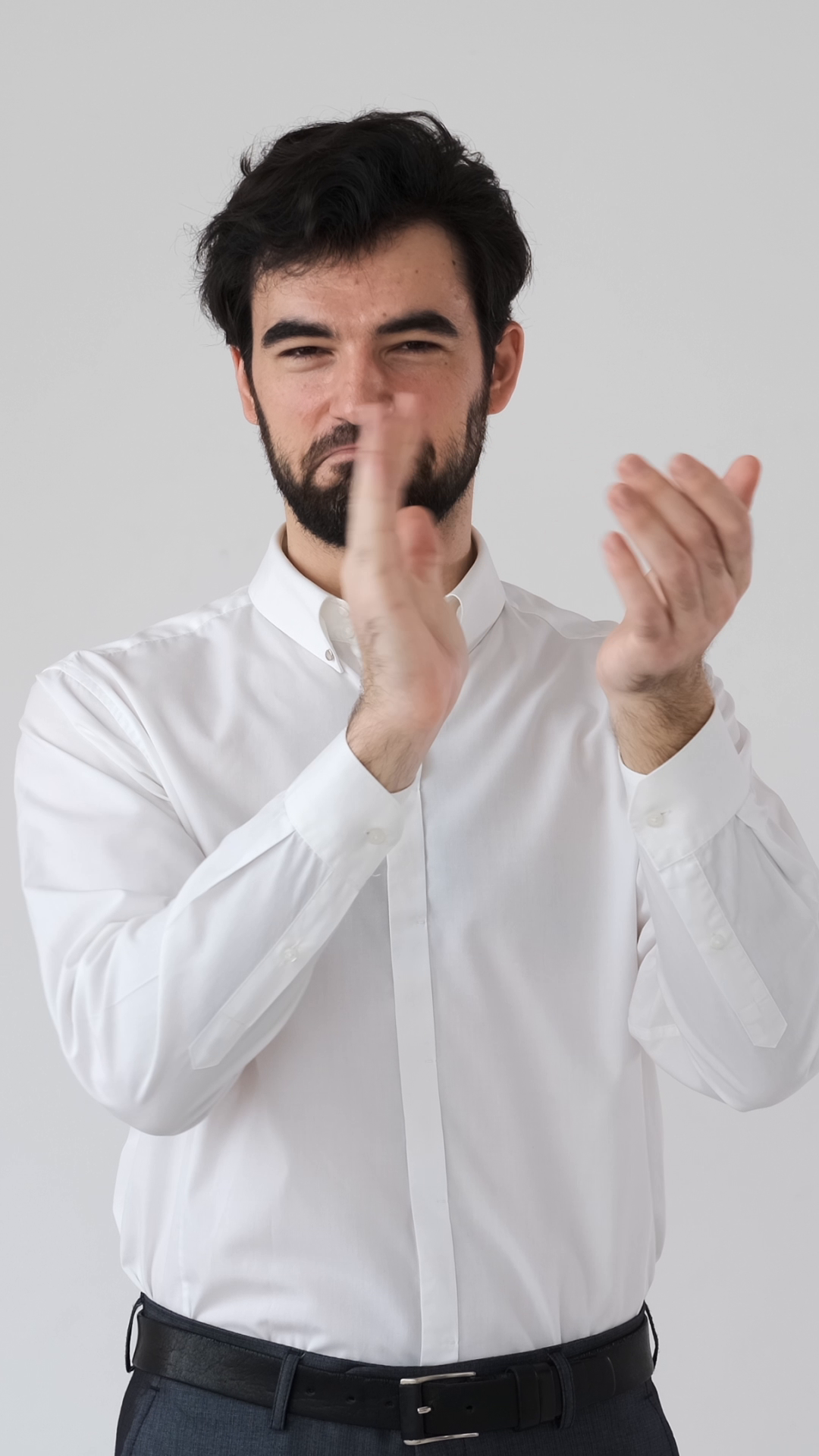 Happy Man Applauding In Respect On White Stock Footage SBV-353233226 ...