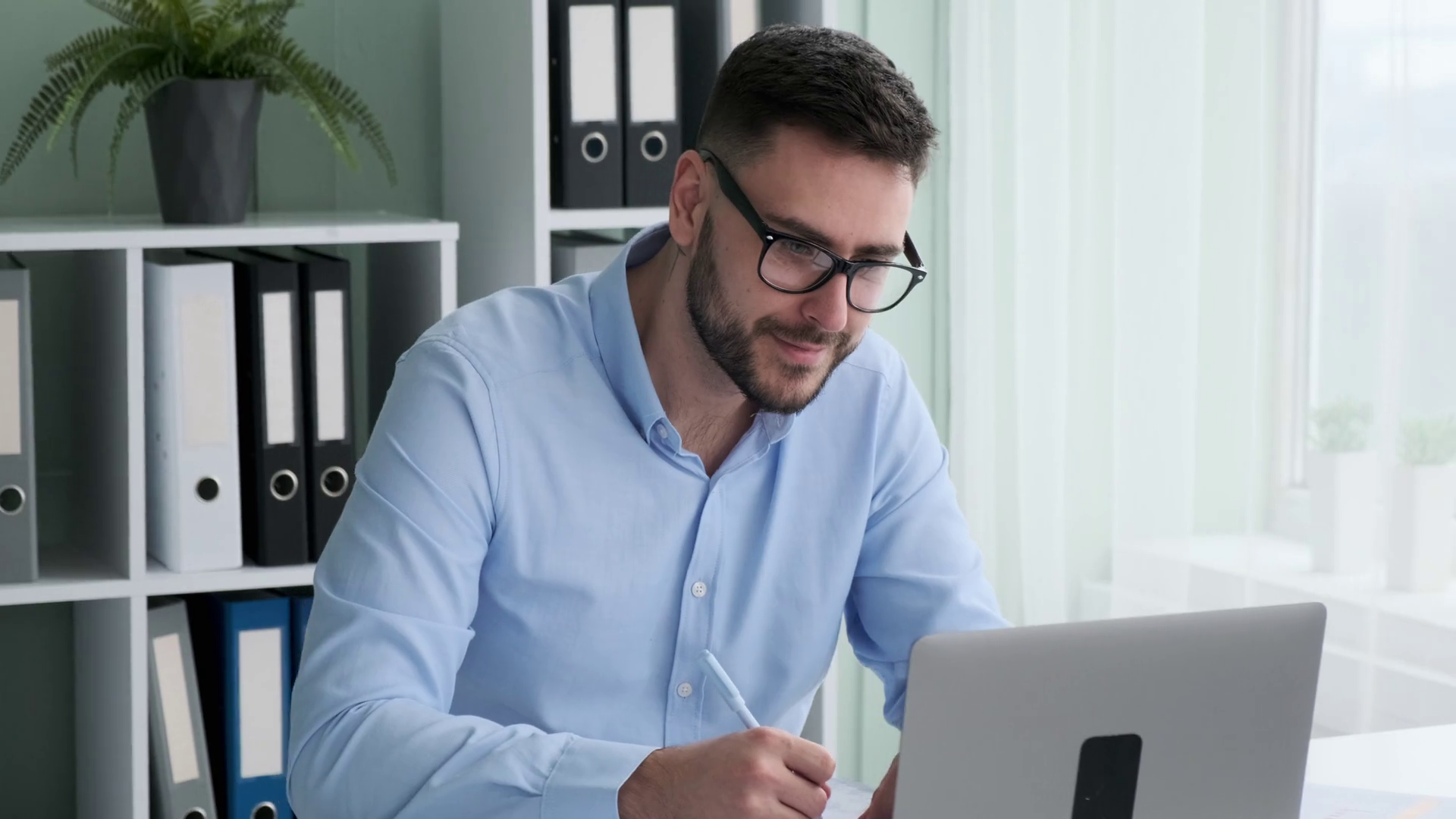 Businessman Reviewing Documents At Desk In Stock Footage SBV-347689280 ...