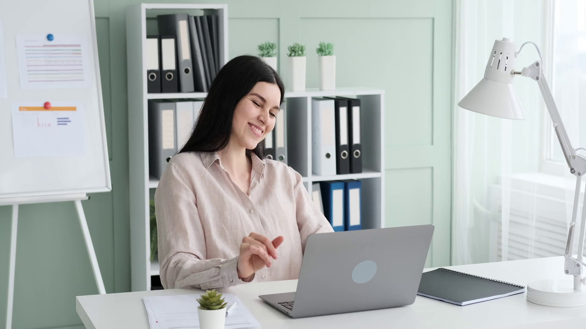 Businesswoman Dancing At Desk In Office Stock Footage SBV-347714523 ...
