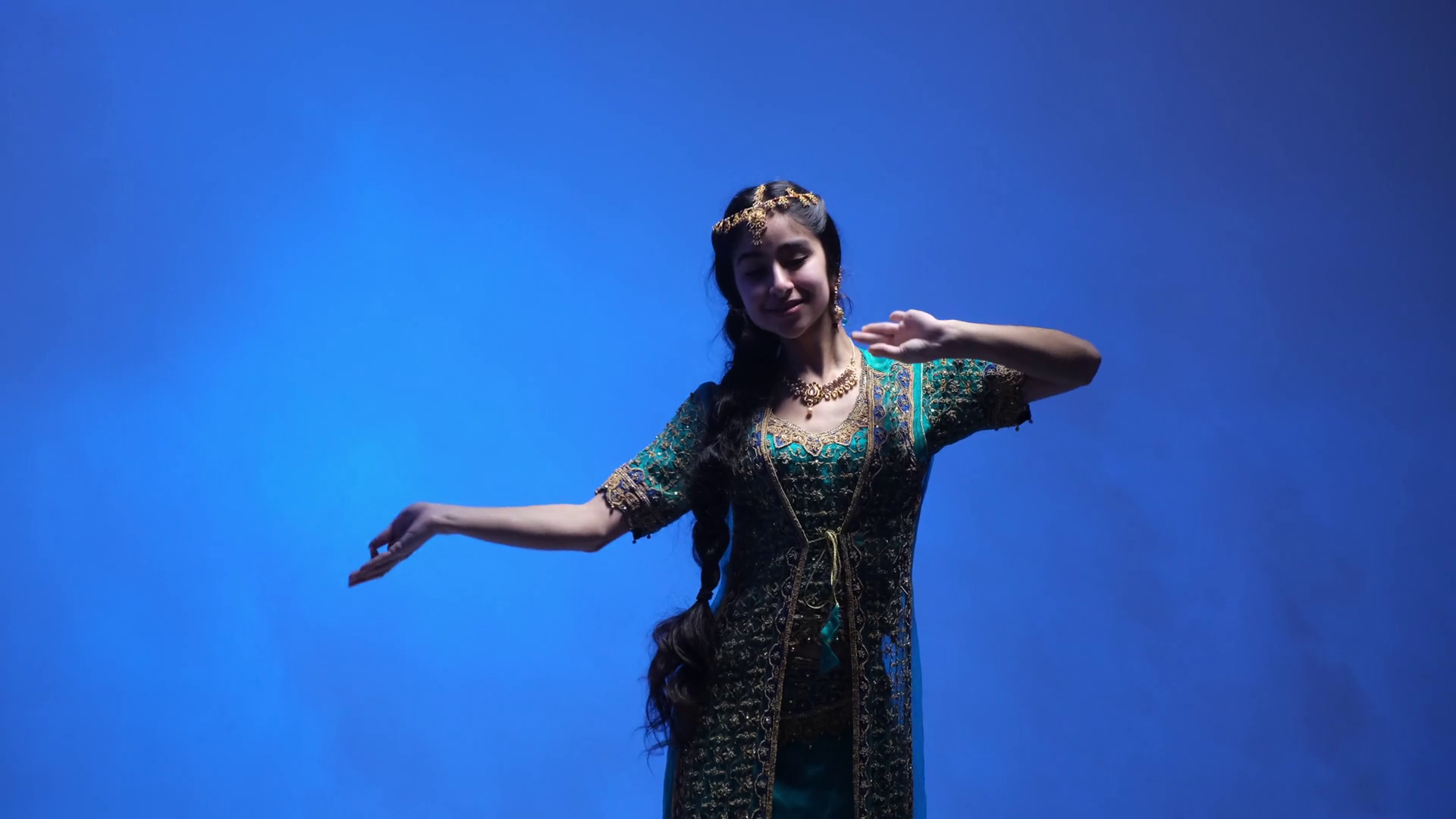 Graceful Indian Dance Performance On Blue Stock Footage SBV-347672970 ...