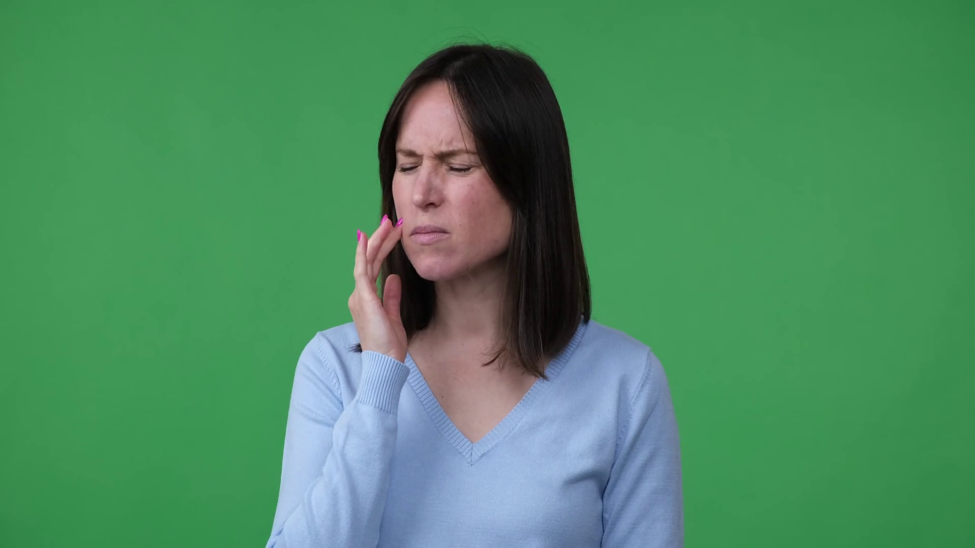 Woman In Pain With Toothache On Green Stock Footage SBV-347660954 ...