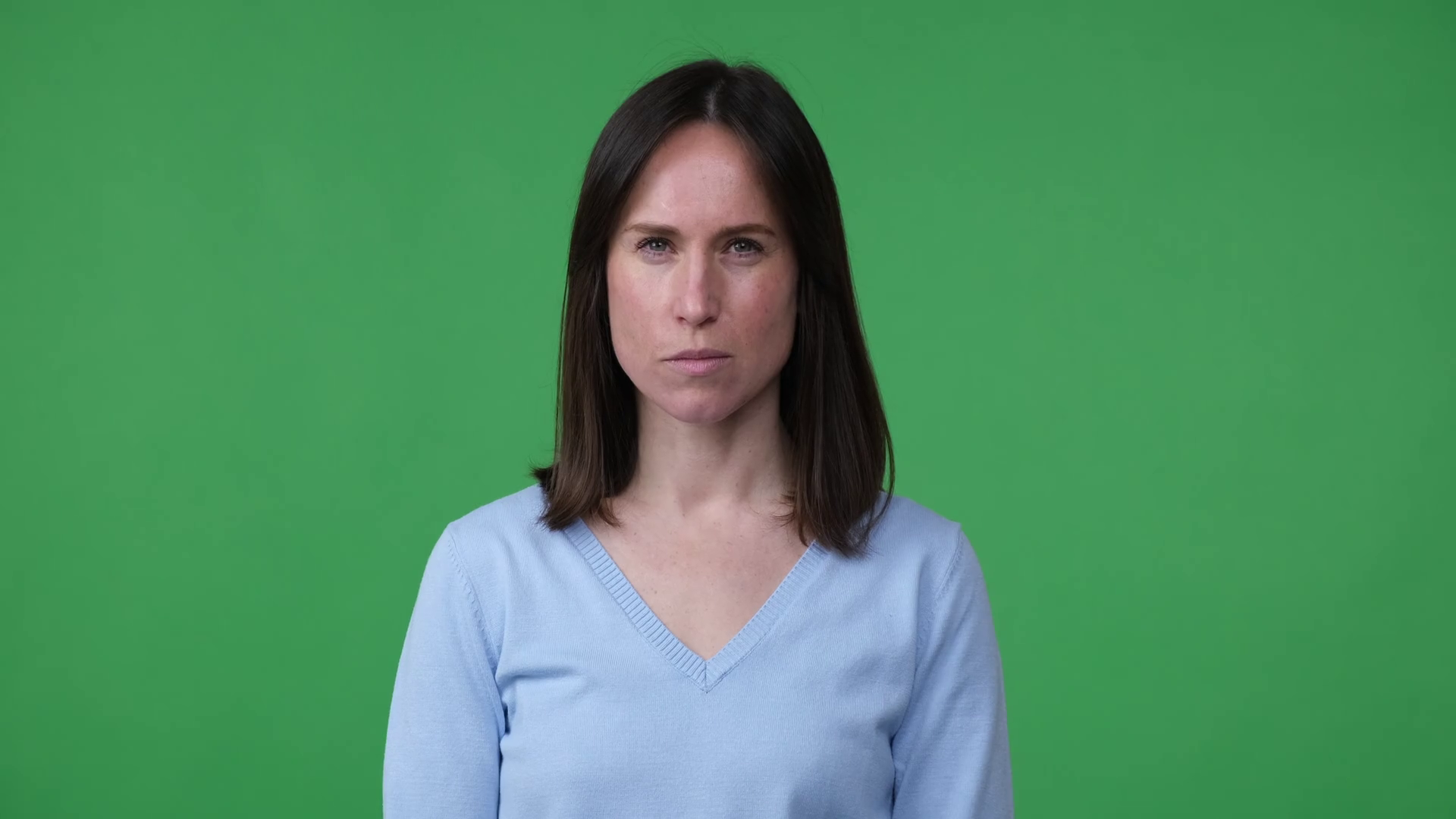 Scared Caucasian Woman On Green Screen Stock Footage SBV-347689455 ...