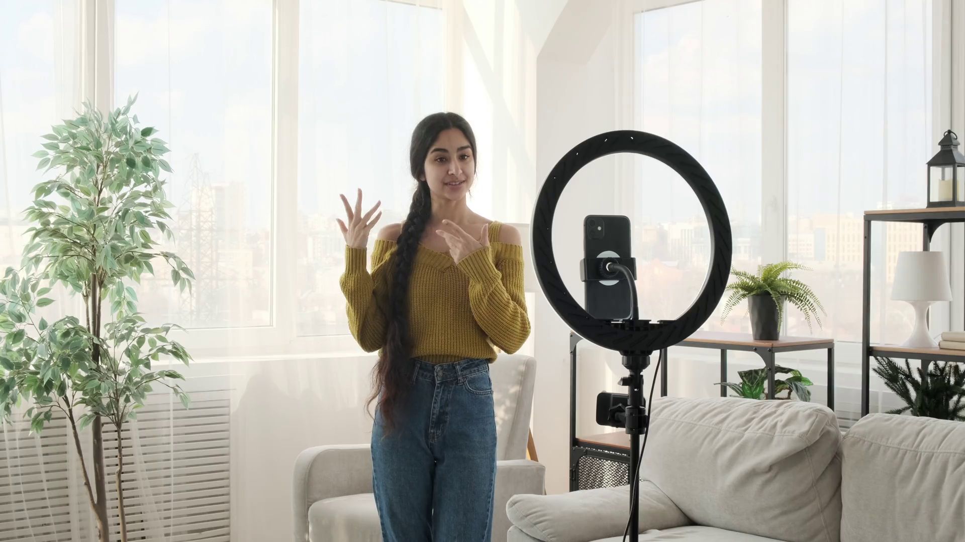 Indian Female Vlogger Recording Talking Video Stock Footage SBV ...