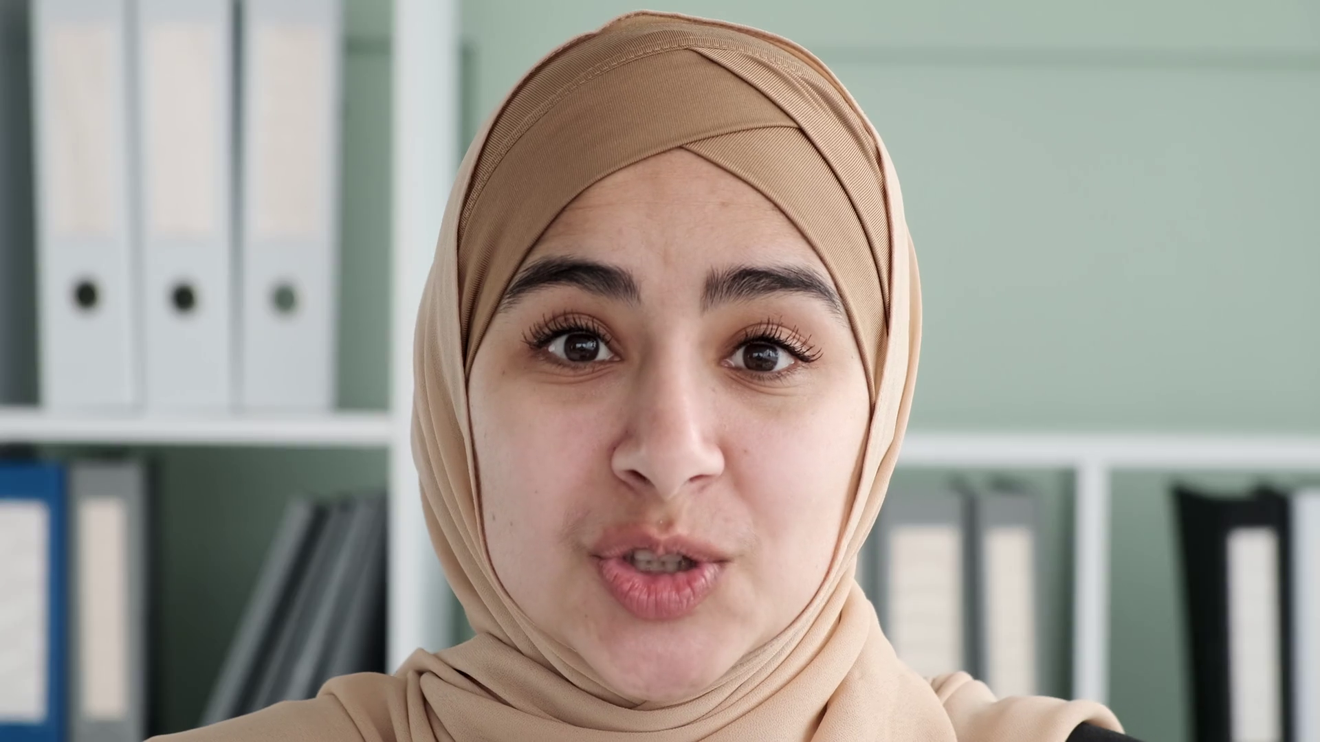 Arab Woman In Hijab Talking At Video Call Stock Footage SBV-347660997 ...