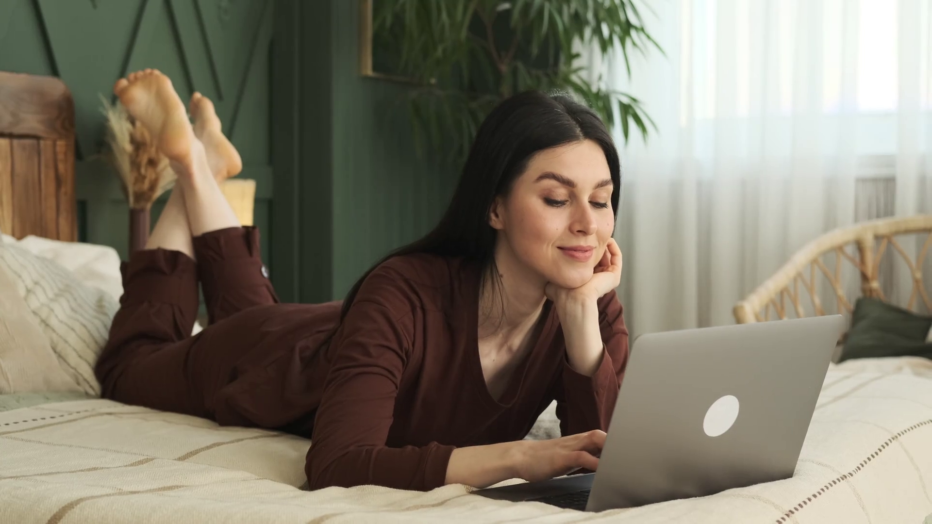 Caucasian Woman Typing Messaging On Laptop Stock Footage SBV-347673244 ...