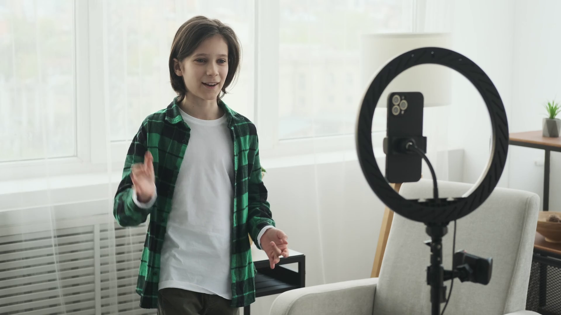 Young Vlogger Inviting Likes Subscribe Stock Footage SBV-347776736 ...