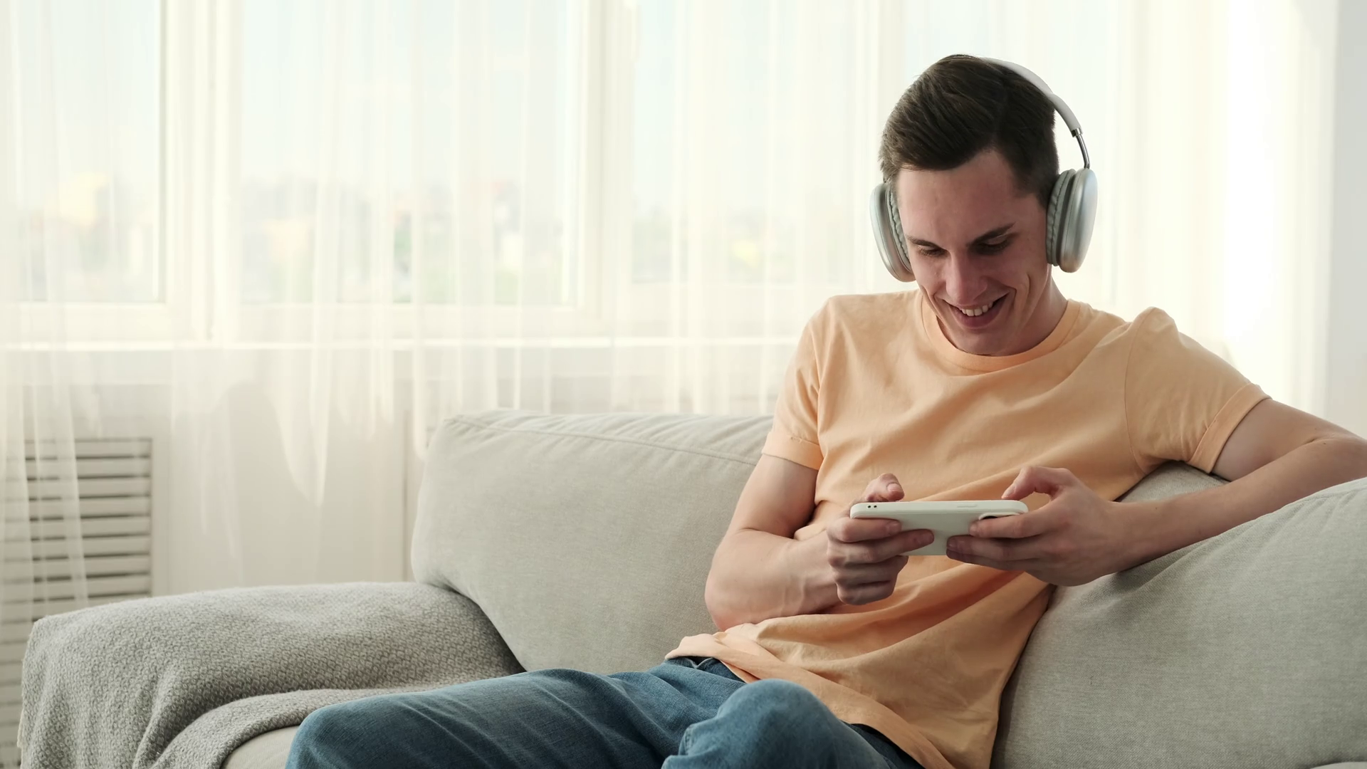 Young Caucasian Man Lost Video Game On Phone Stock Footage SBV ...