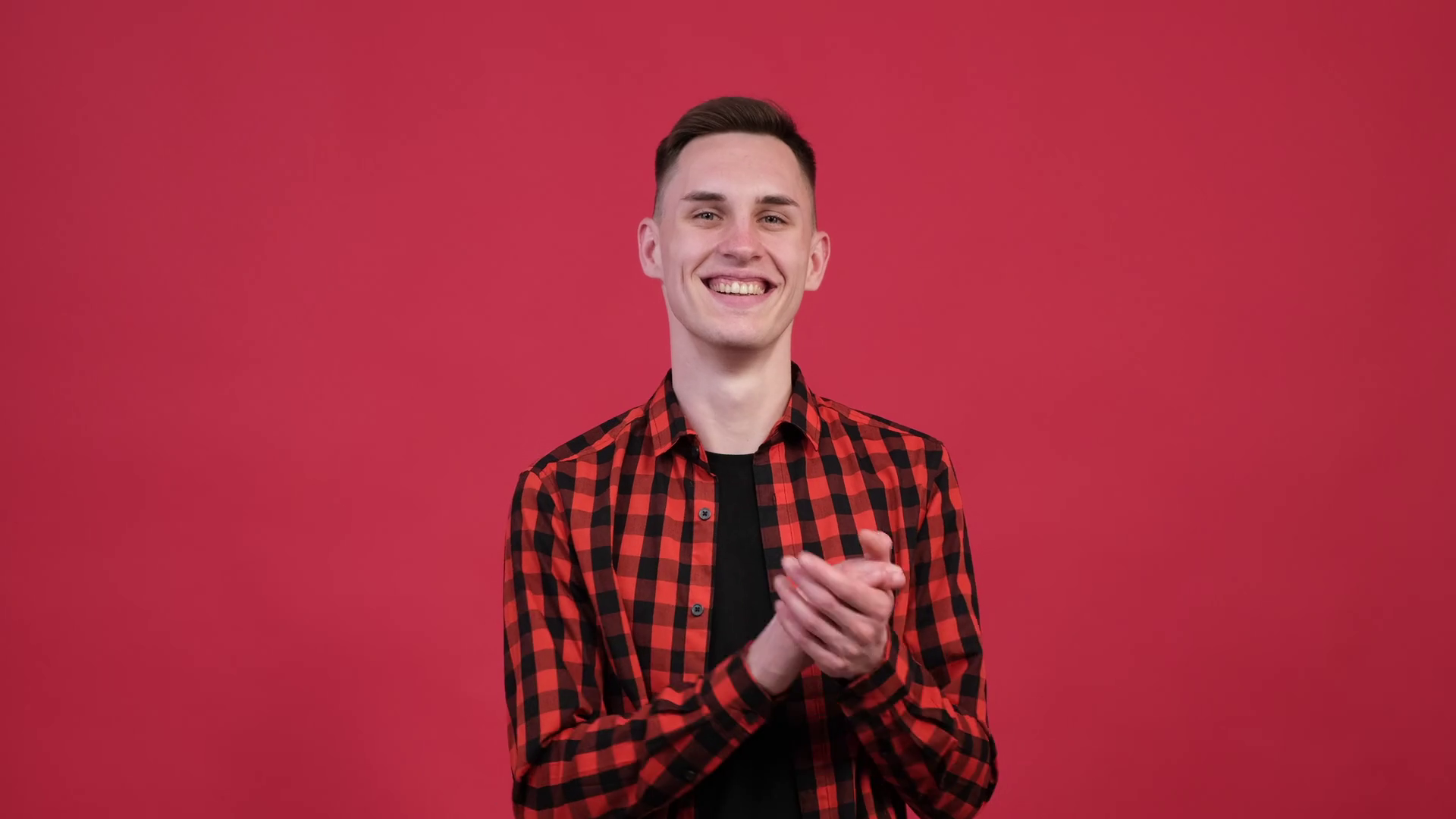 Positive Caucasian Man Cheering On Red Stock Footage SBV-347781702 ...