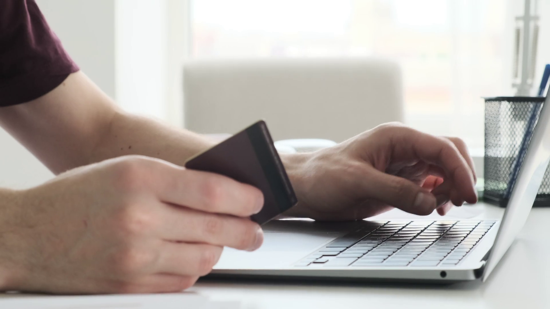 Close-up Of Man Hands Using Credit Card Stock Footage SBV-348388651 ...
