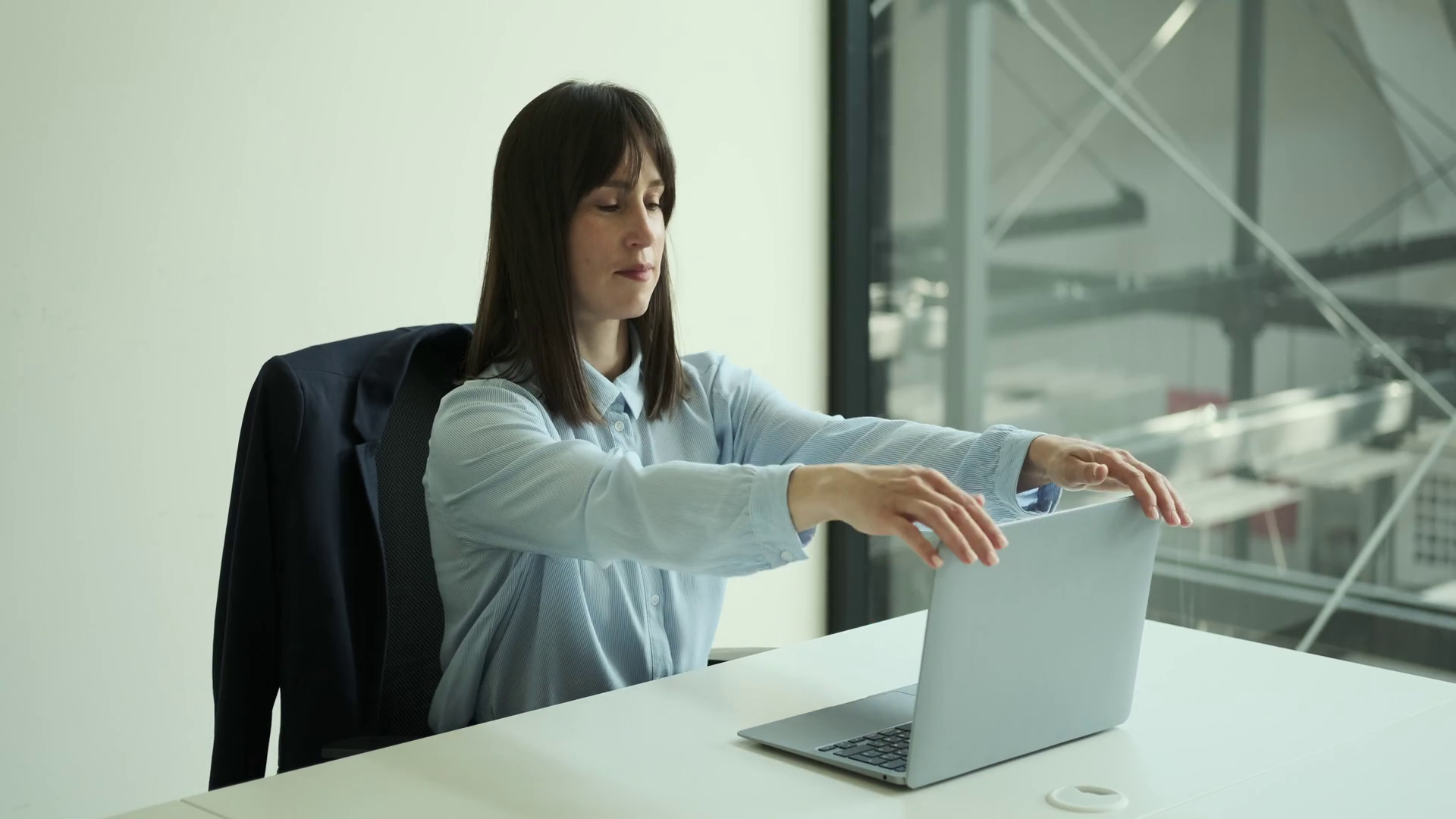 Office Worker Closing Laptop Leaving Office Stock Footage SBV-348402065 ...