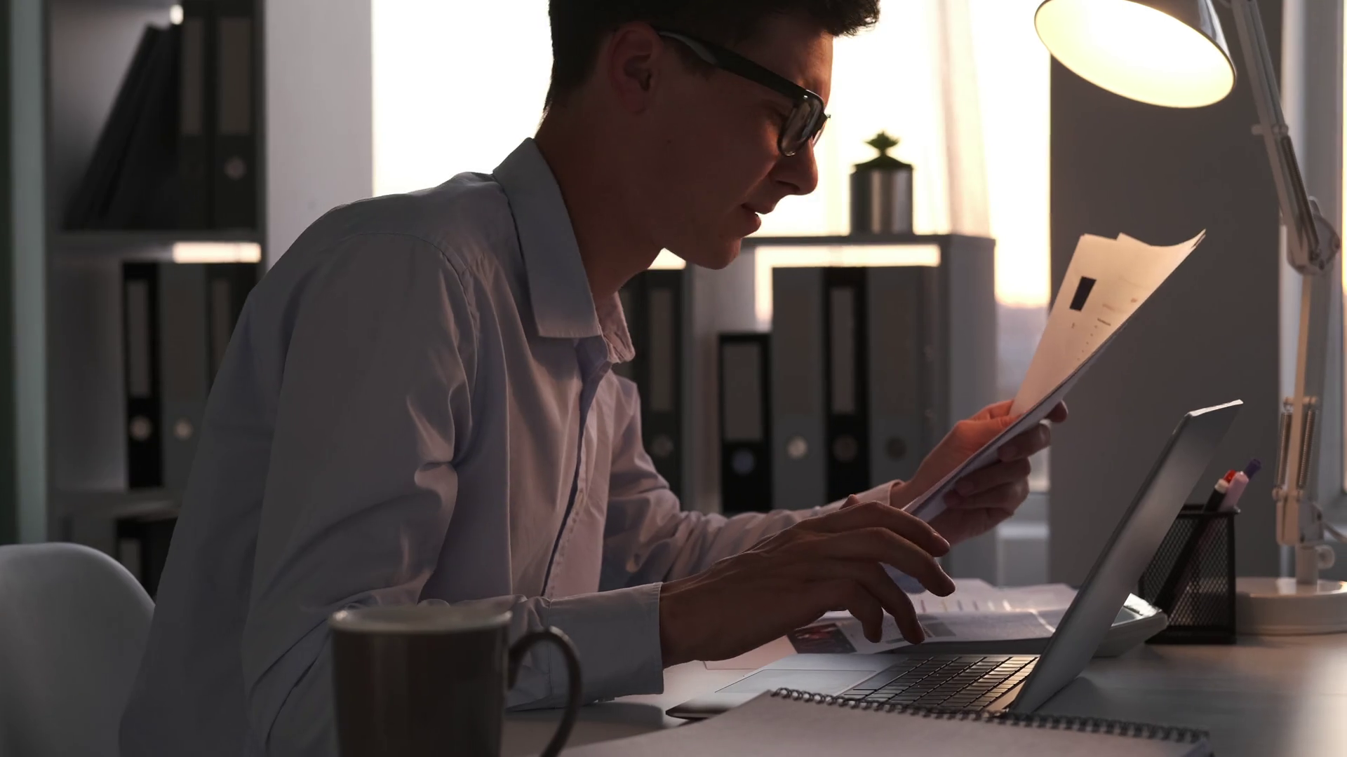 Businessman Handling Papers In Office Stock Footage SBV-348483098 ...