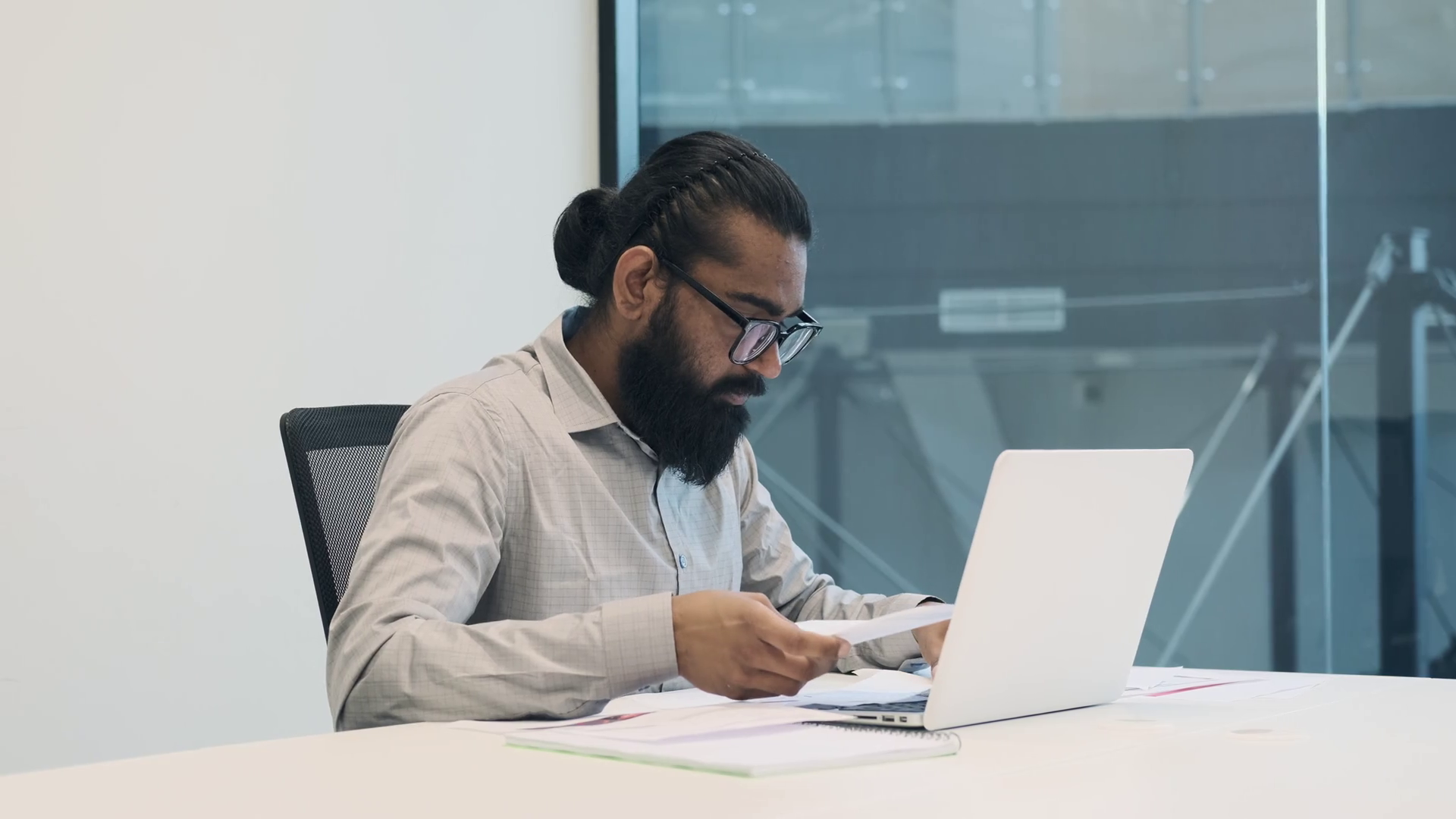 Puzzled Indian Office Worker Weary From Work Stock Footage SBV ...