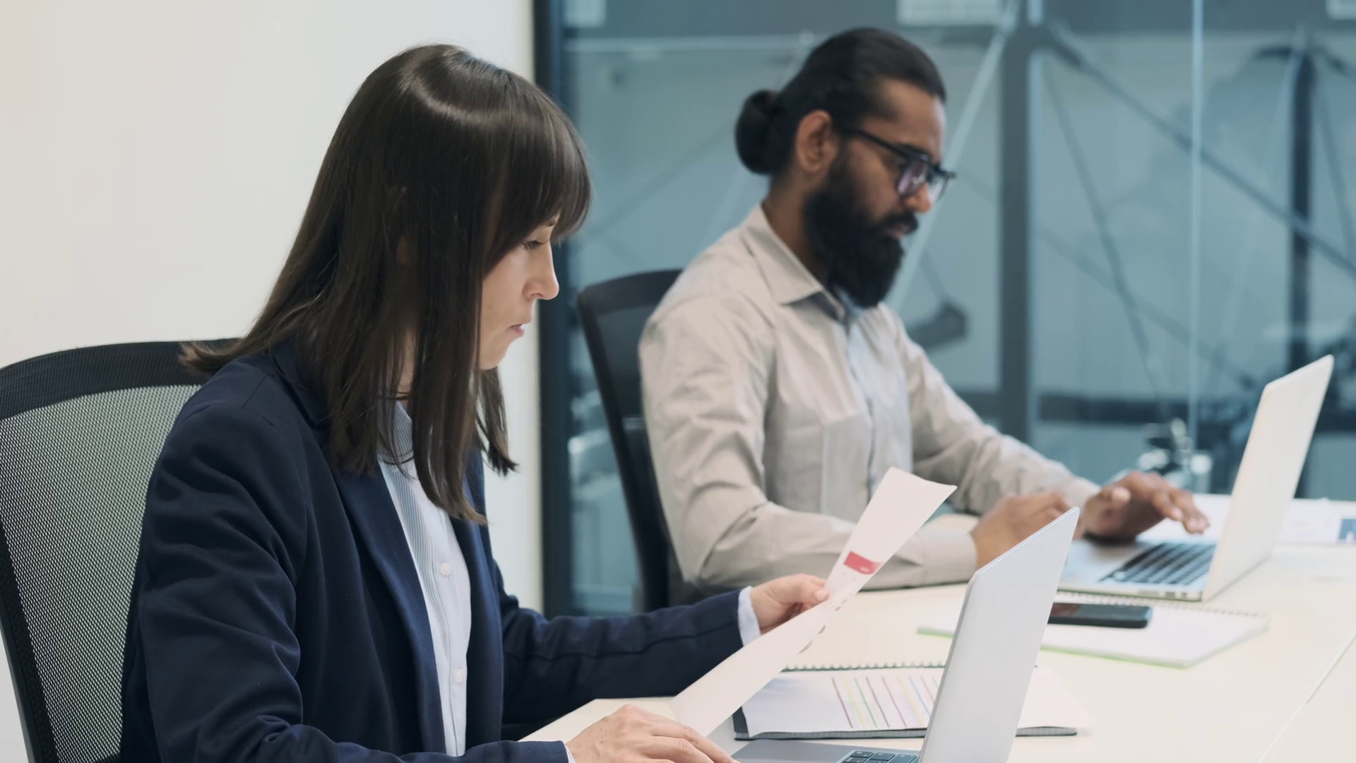Busy Managers Working On Laptops At Desk In Stock Footage SBV-348483084 ...