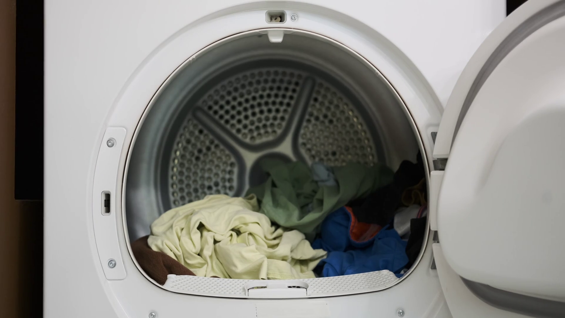 Woman Closing Dryer With Clean Laundry Stock Footage SBV-348472154 ...
