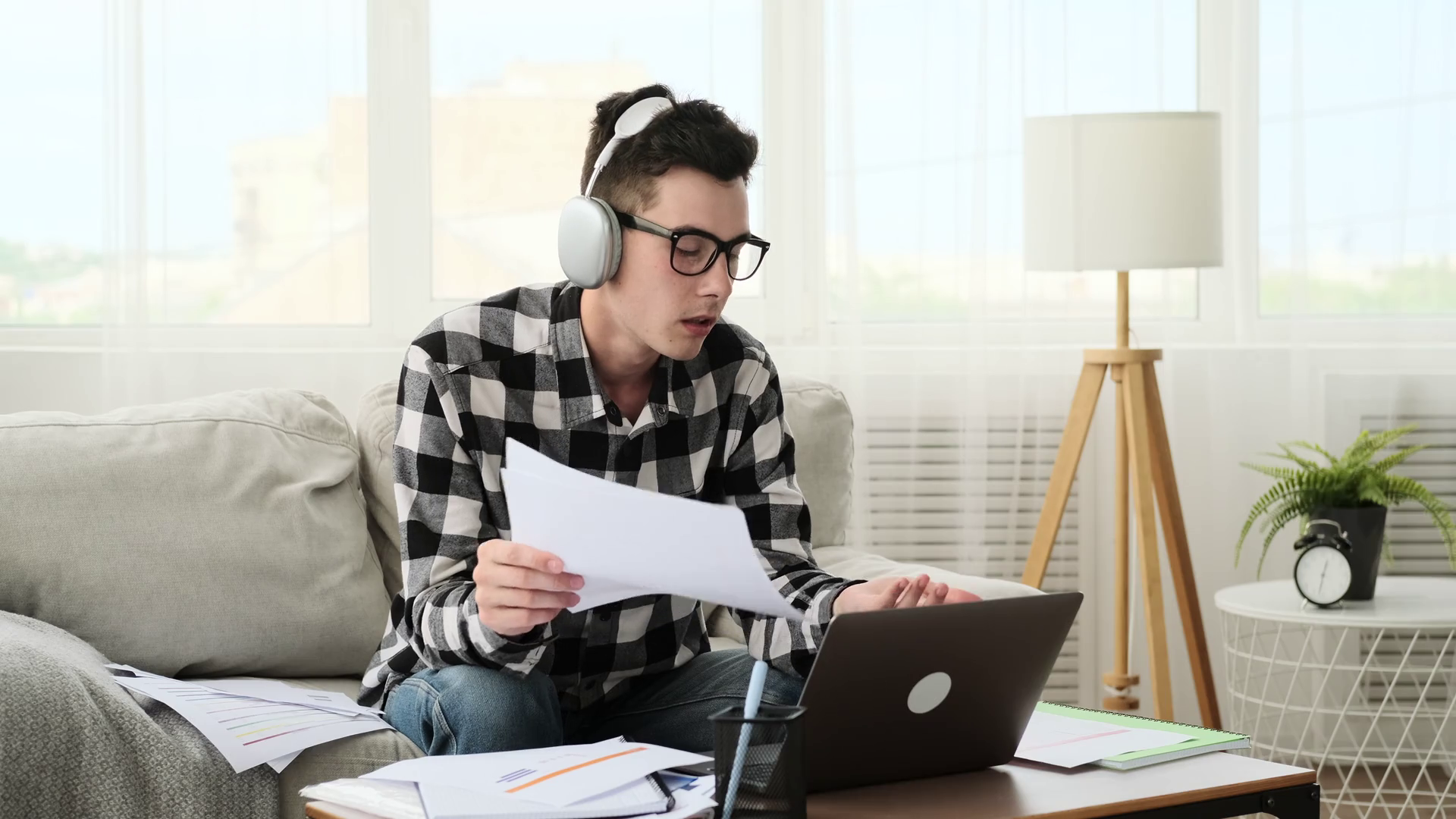 Dismayed Student Finishes Work Sinks Into Stock Footage SBV-348483069 ...