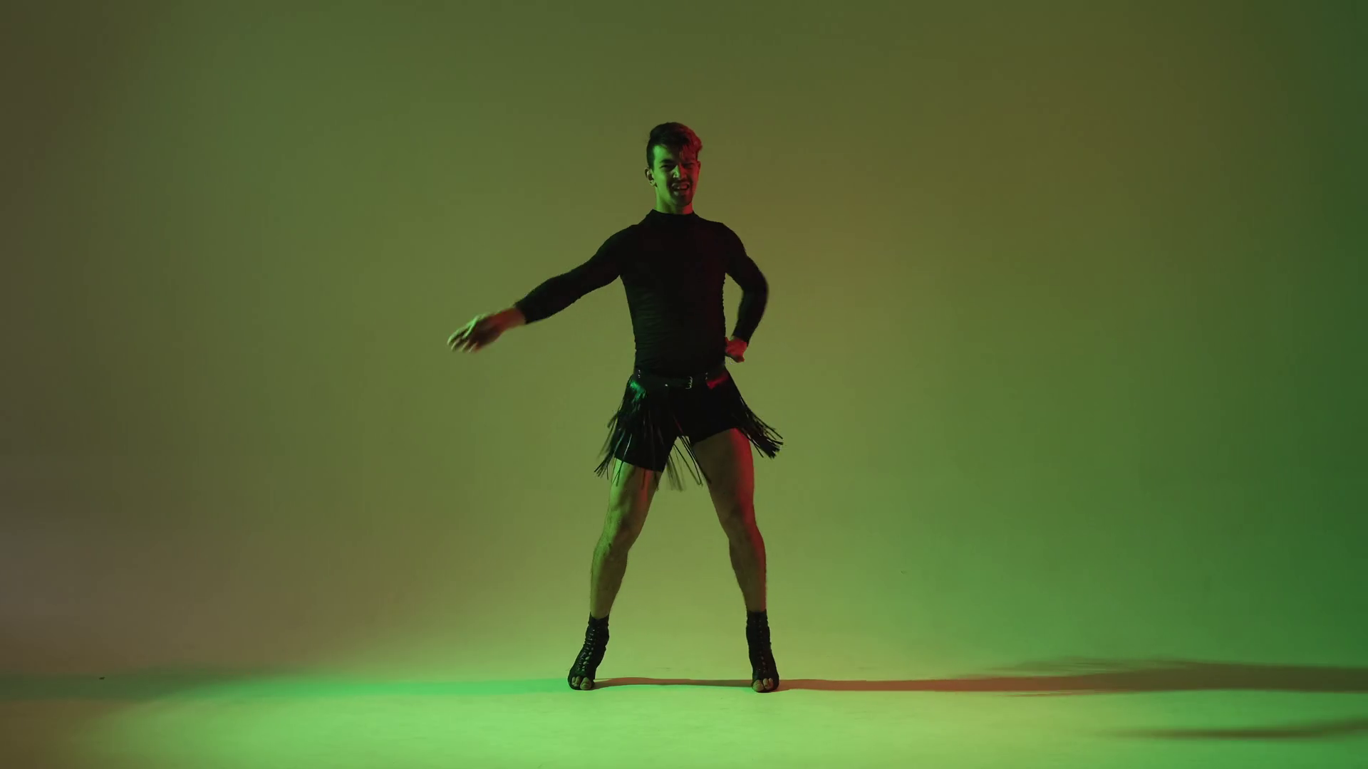 Dancing Man In Green Light In Studio Stock Footage SBV-348560820 ...