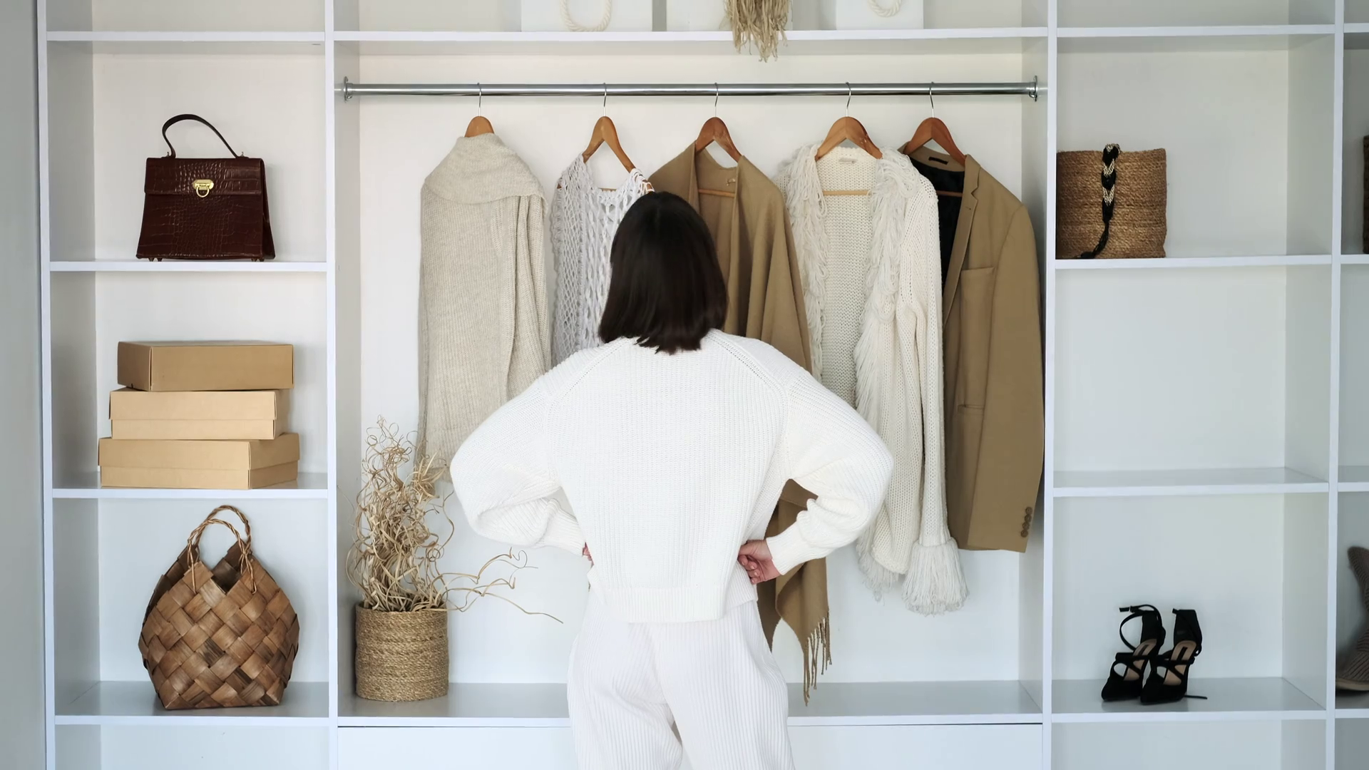 Caucasian Woman Struggling To Choose Outfits Stock Footage SBV ...