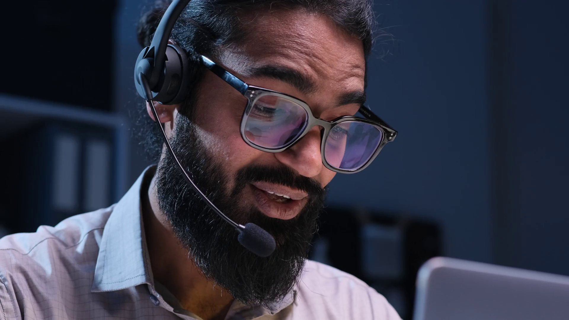 Helpline Operator Talking During Call In Stock Footage SBV-348809359 ...