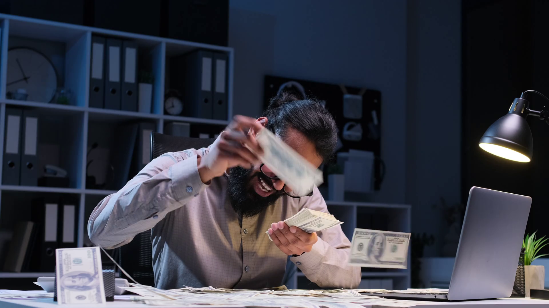 Happy Businessman Throwing Money Around In Stock Footage SBV-348811609 ...