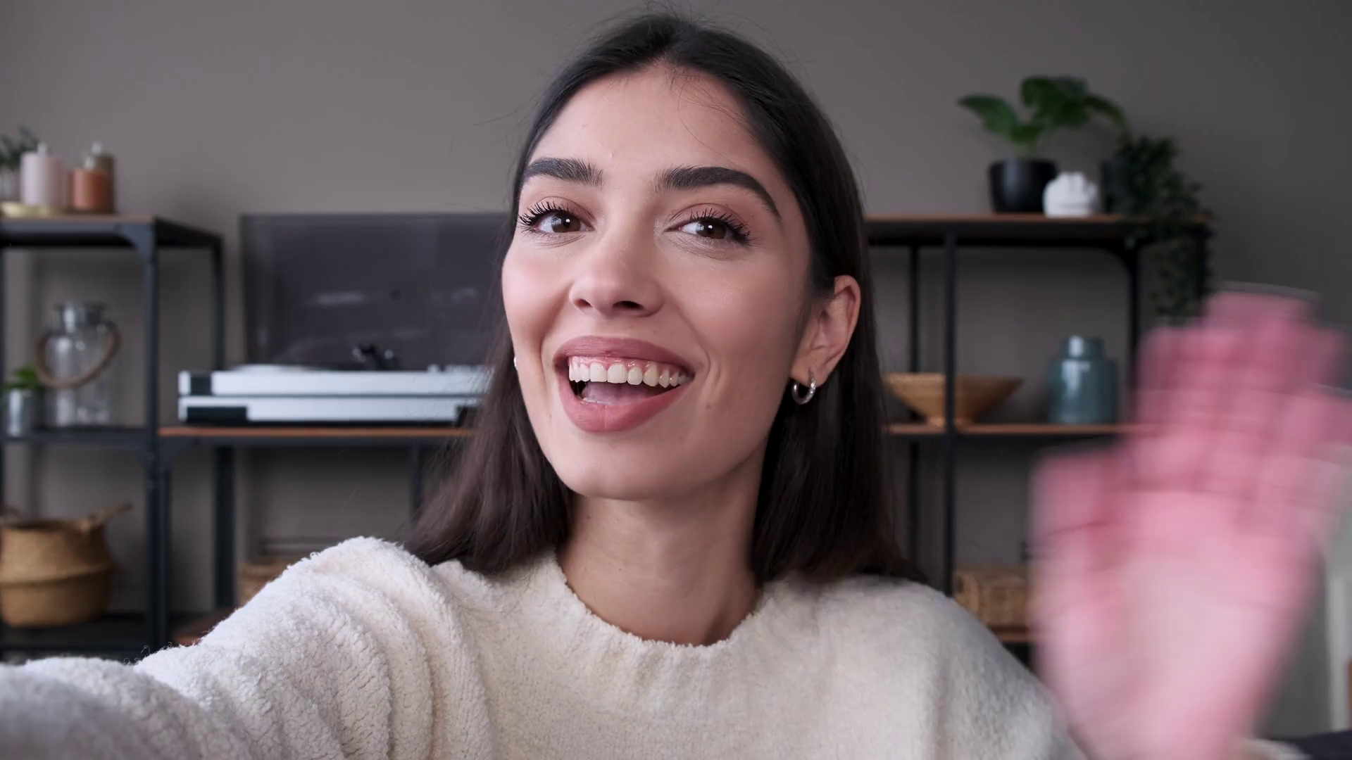 Positive Caucasian Woman Vlogging At Home Stock Footage SBV-348810301 ...