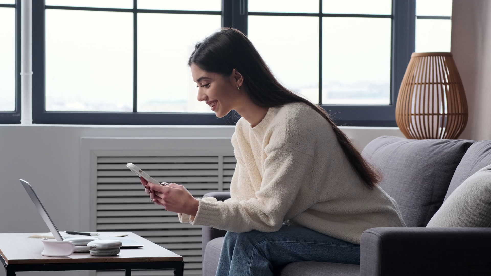 Caucasian Woman Texting Online Using Phone Stock Footage SBV-348806647 ...