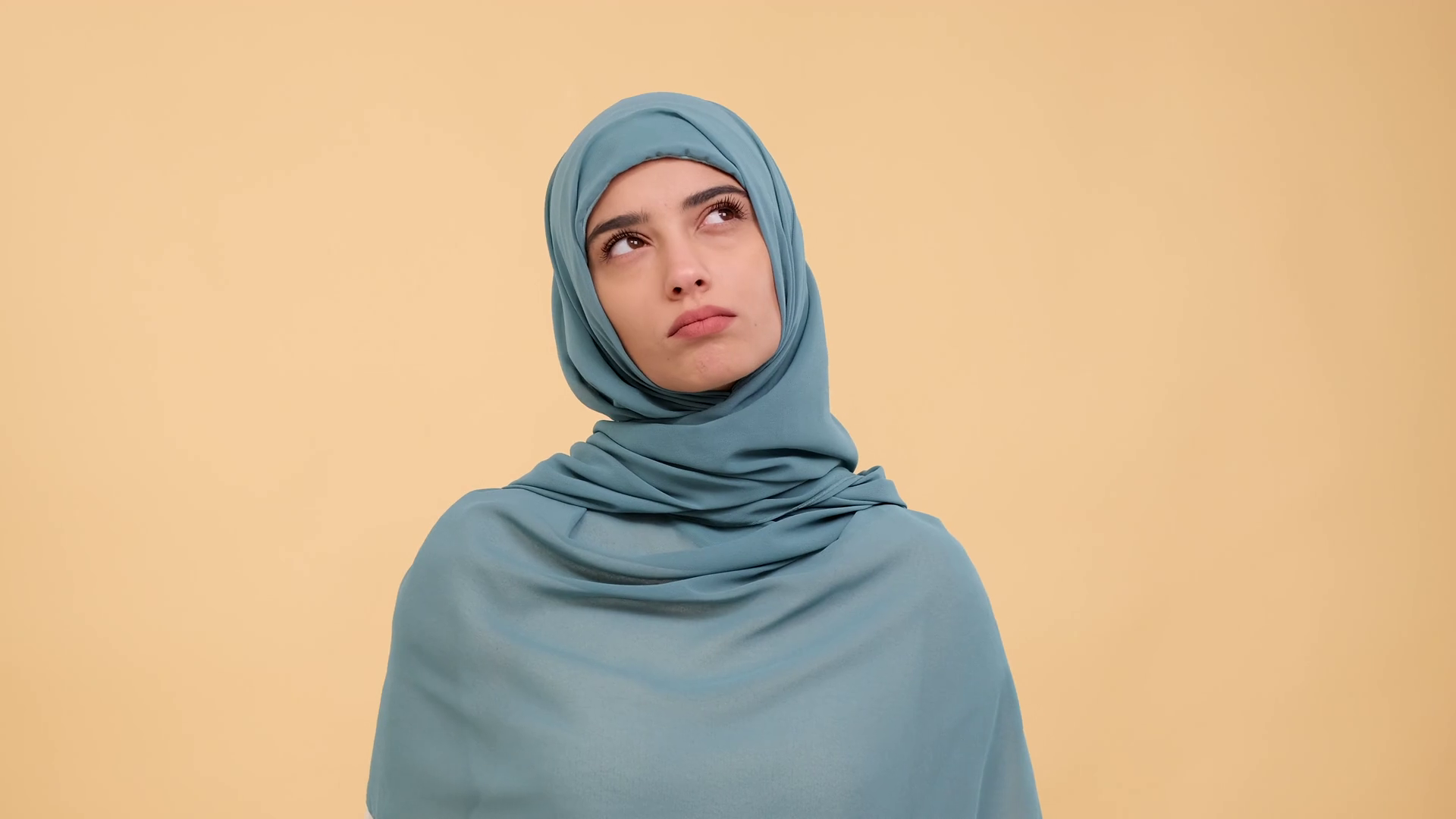 Thoughtful Muslim Woman Brainstorming Stock Footage SBV-348806094 ...