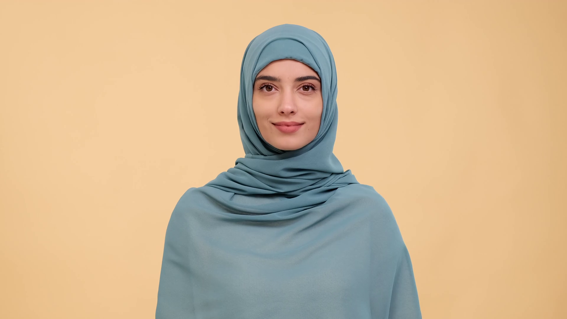 Surprised Arab Woman Exclaiming Wow On Beige Stock Footage SBV ...