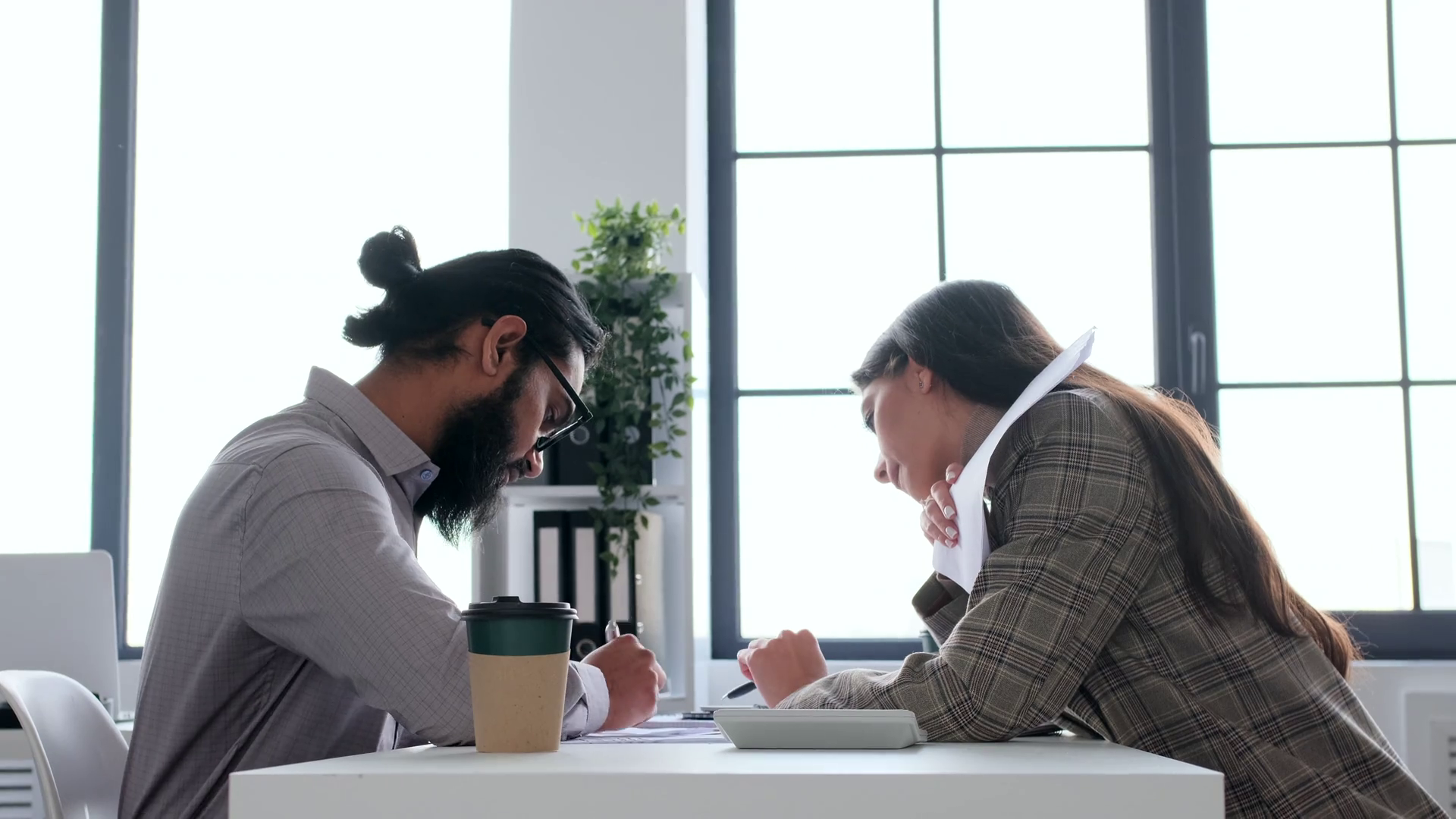 Coworkers Team Engaged In Office Work With Stock Footage SBV-348857989 ...