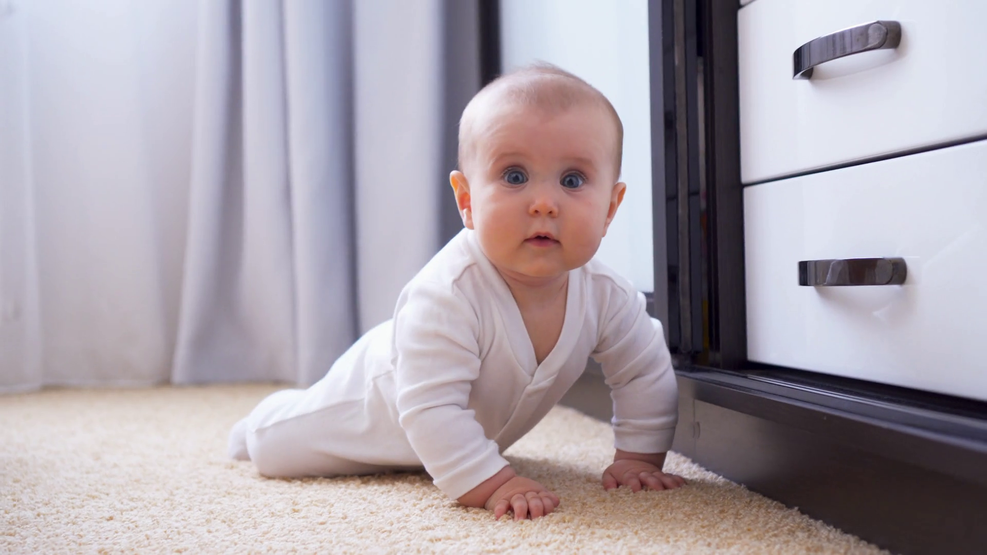 Baby Crawling On Floor Towards Camera Stock Footage SBV-324606097 ...