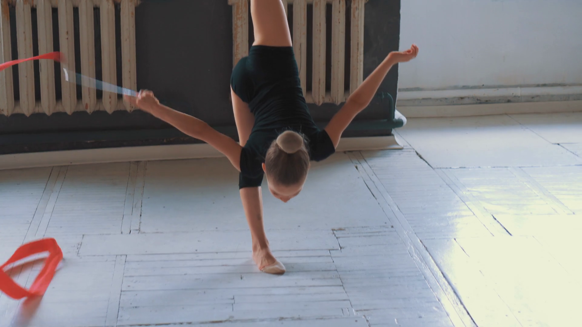 Graceful Dancer Performing With Ribbon In Stock Footage SBV-326250769 ...