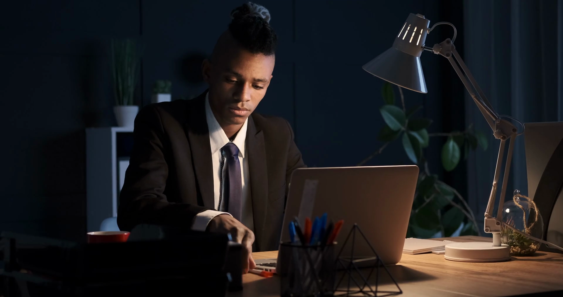 Businessman Finishing Work On Laptop Leaving Stock Footage SBV ...