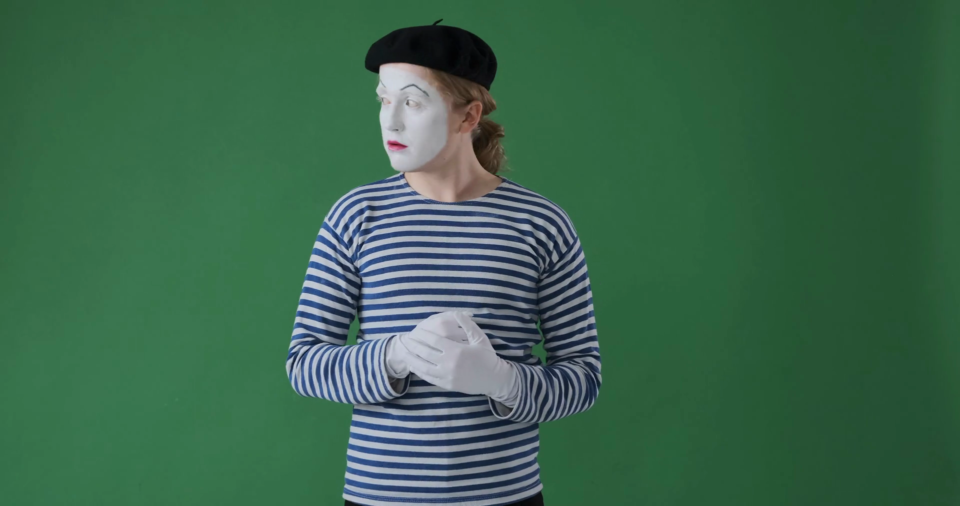 Confused Mime Artist Over Green Background Stock Footage SBV-338551321 ...