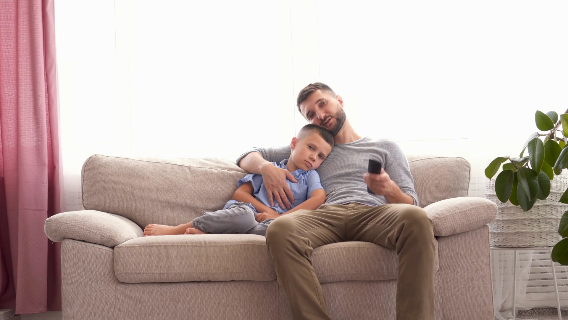 Father Son Relaxing Watching Television Stock Footage SBV-325159276 ...