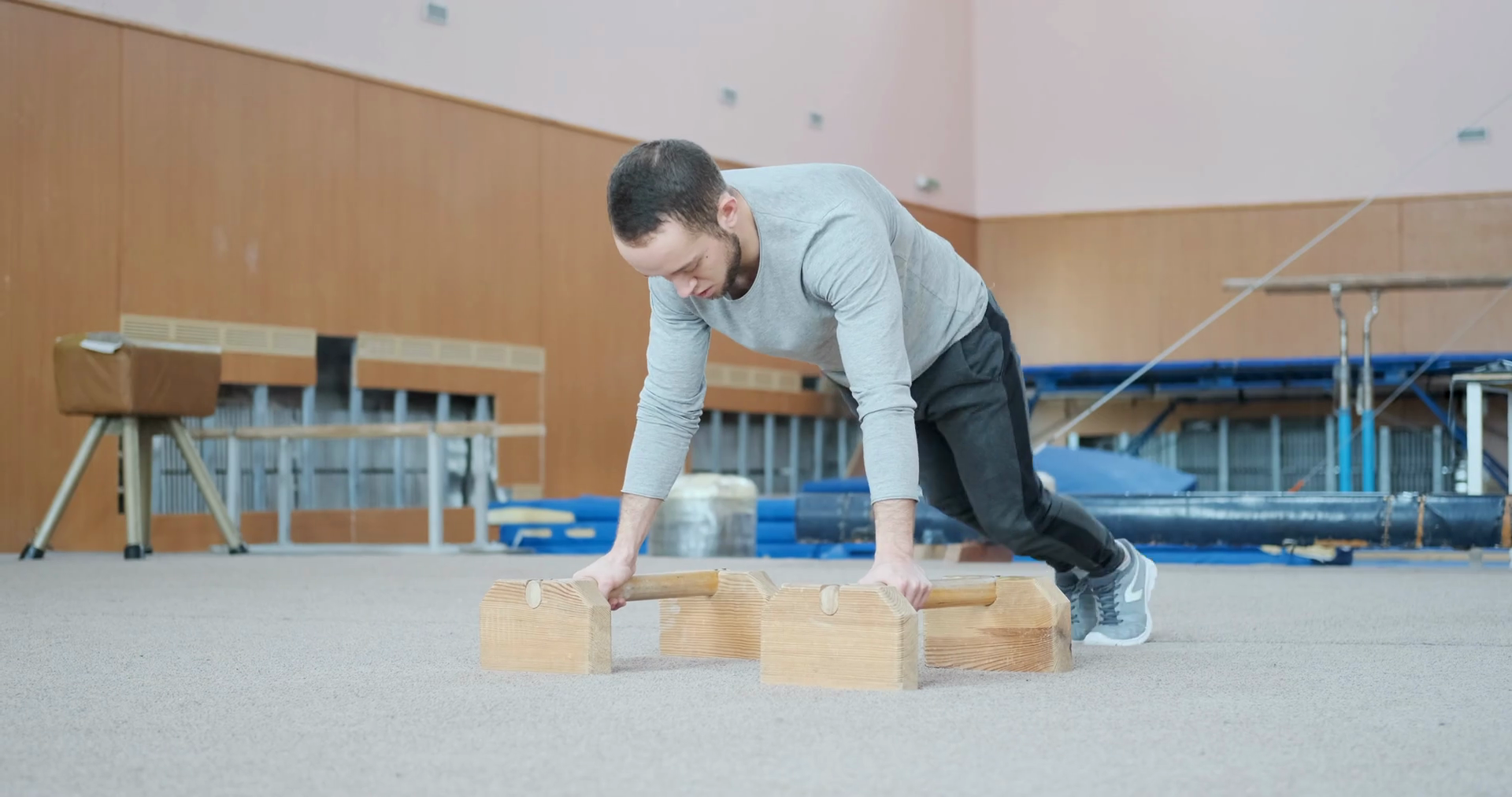 Gymnast Performing Planche Push Ups Stock Footage SBV-333244388 ...