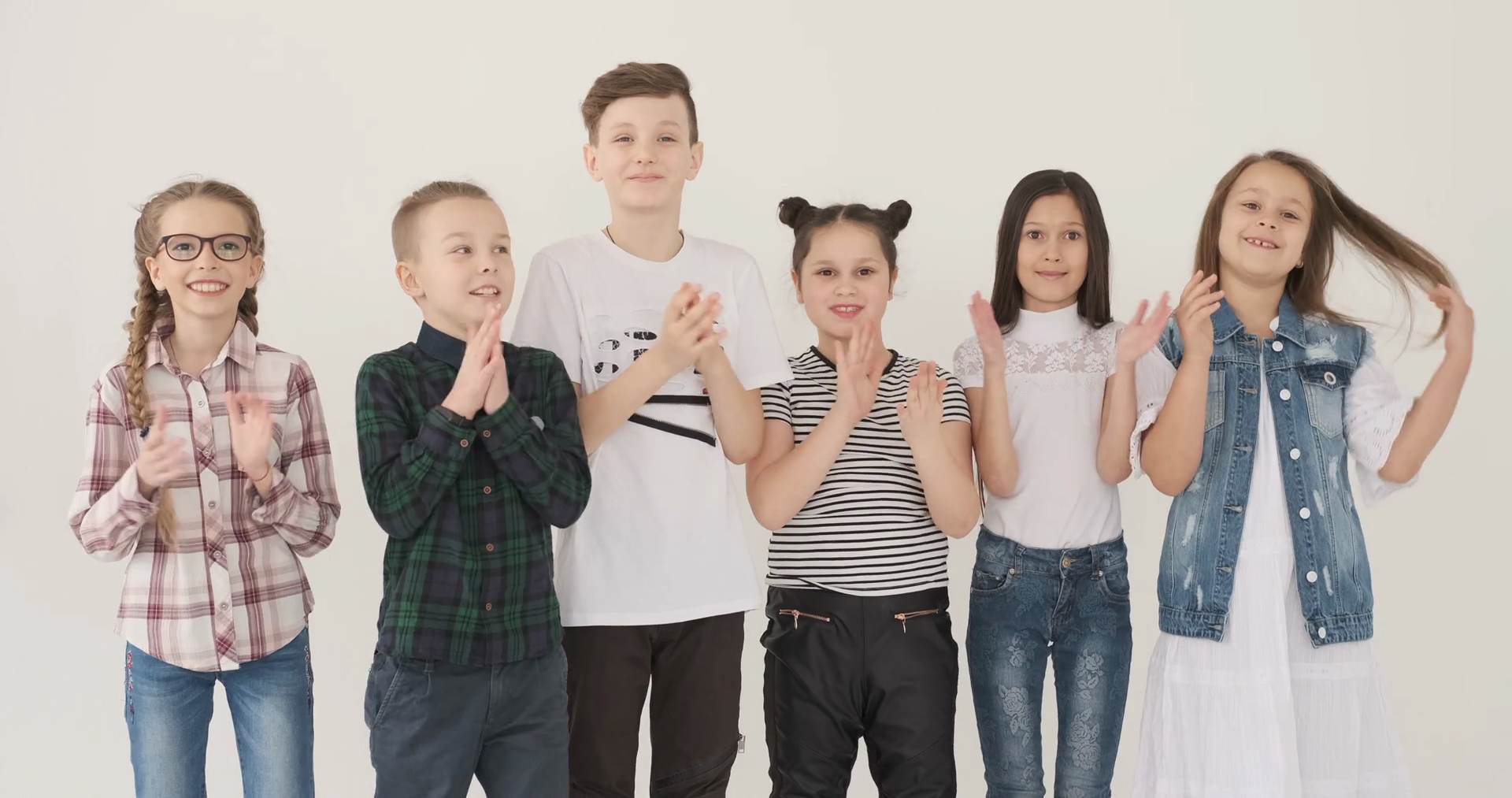 Happy Children Clapping Together In Studio Stock Footage SBV-334399473 ...