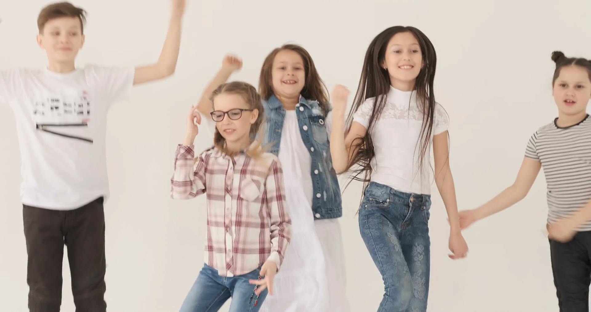 Happy Children Dancing Jumping In Studio Stock Footage SBV-334402041 ...