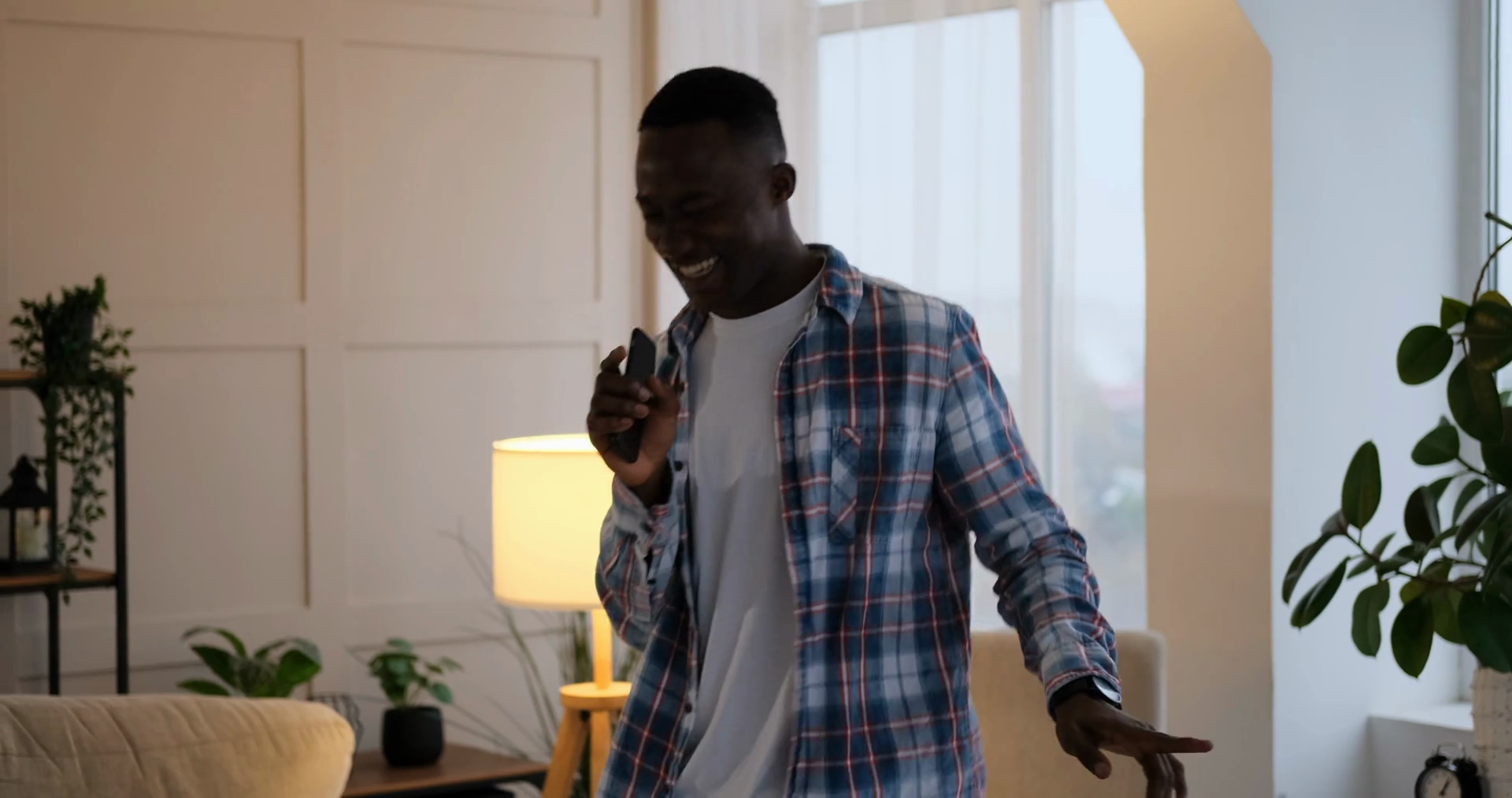 Man Singing Using Mobile Phone Mic Stock Footage SBV-338947938 ...