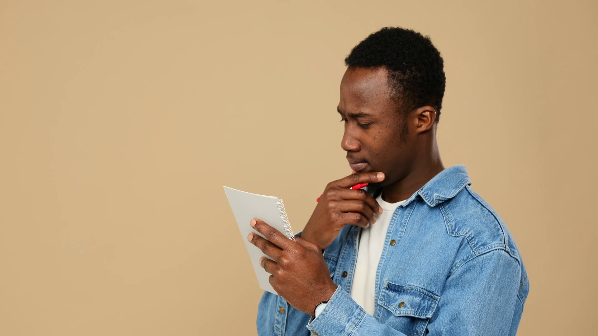 Man Thinking Writing On Notepad Stock Footage SBV-339018509 - Storyblocks