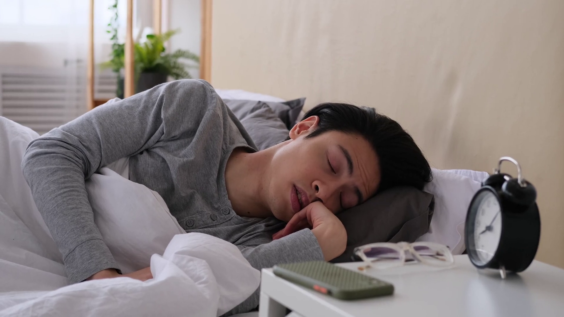 Man Waking Up Checking Mobile Phone Stock Footage SBV-346446013 ...