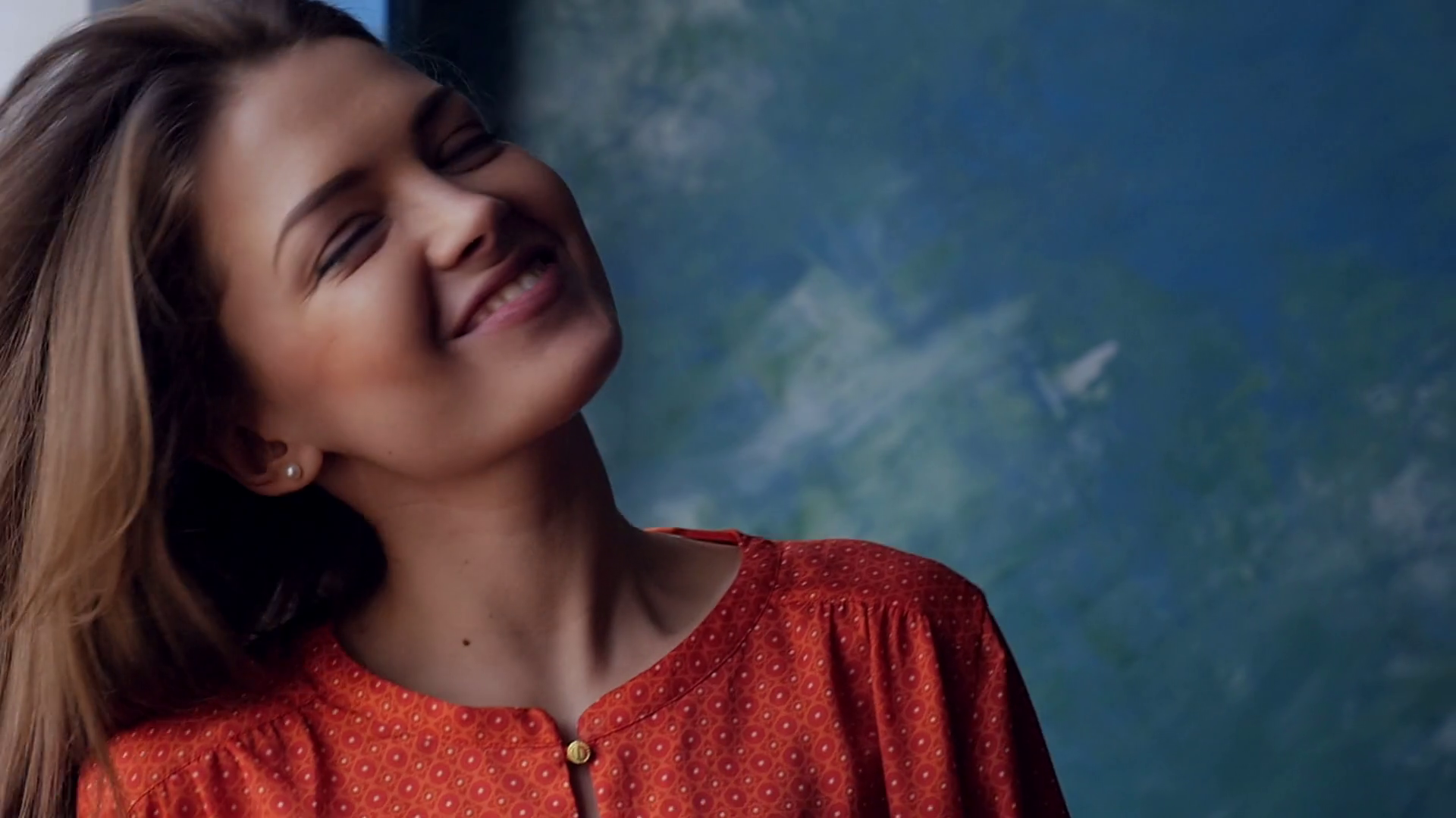 Positive Woman Dancing Flipping Hair In Slow Stock Footage SBV ...