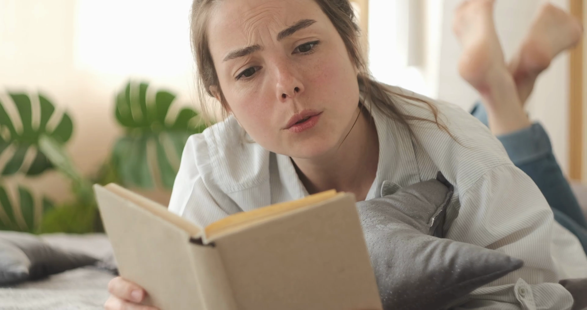 Sad Woman Crying Reading Book At Home Stock Footage SBV-338476980 ...