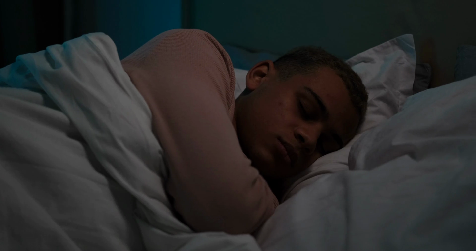 Shocked Man Waking Up From Nightmare In Bed Stock Footage SBV-338968795 ...