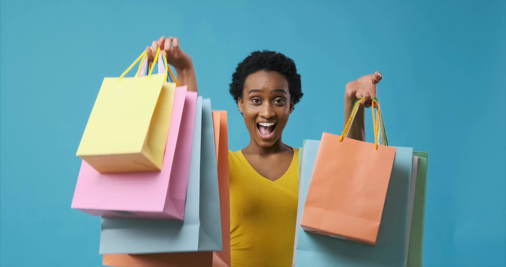Woman Dancing With Shopping Bags In Hands Stock Footage SBV-338961052 ...