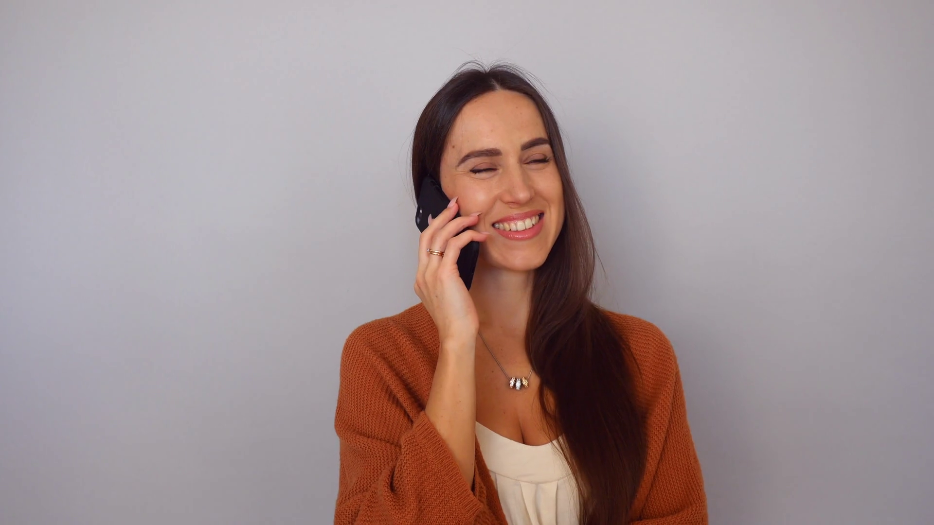 Woman Has Call In Pleasant Manner Talking Stock Footage SBV-321579799 ...