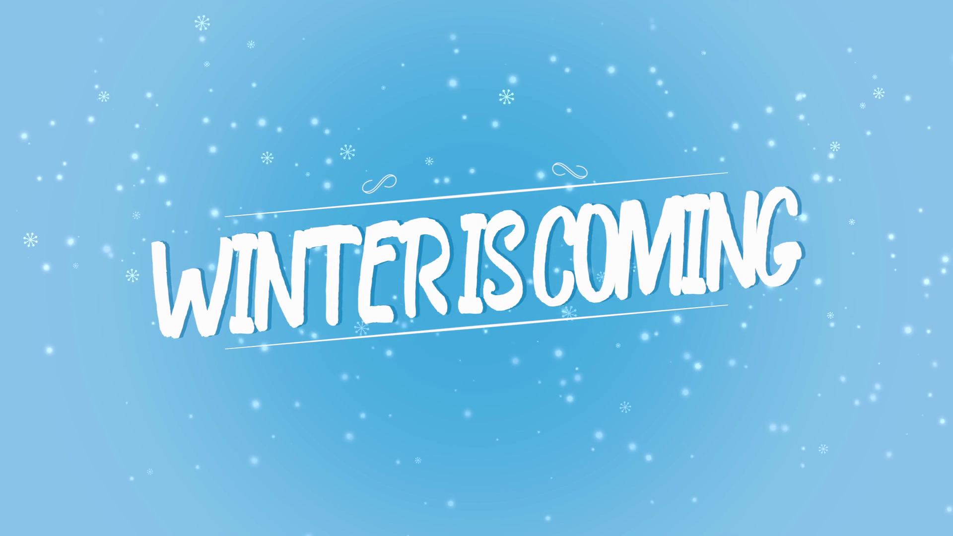 Winter Is Coming with fall snowflakes in blue sky, motion holidays and ...