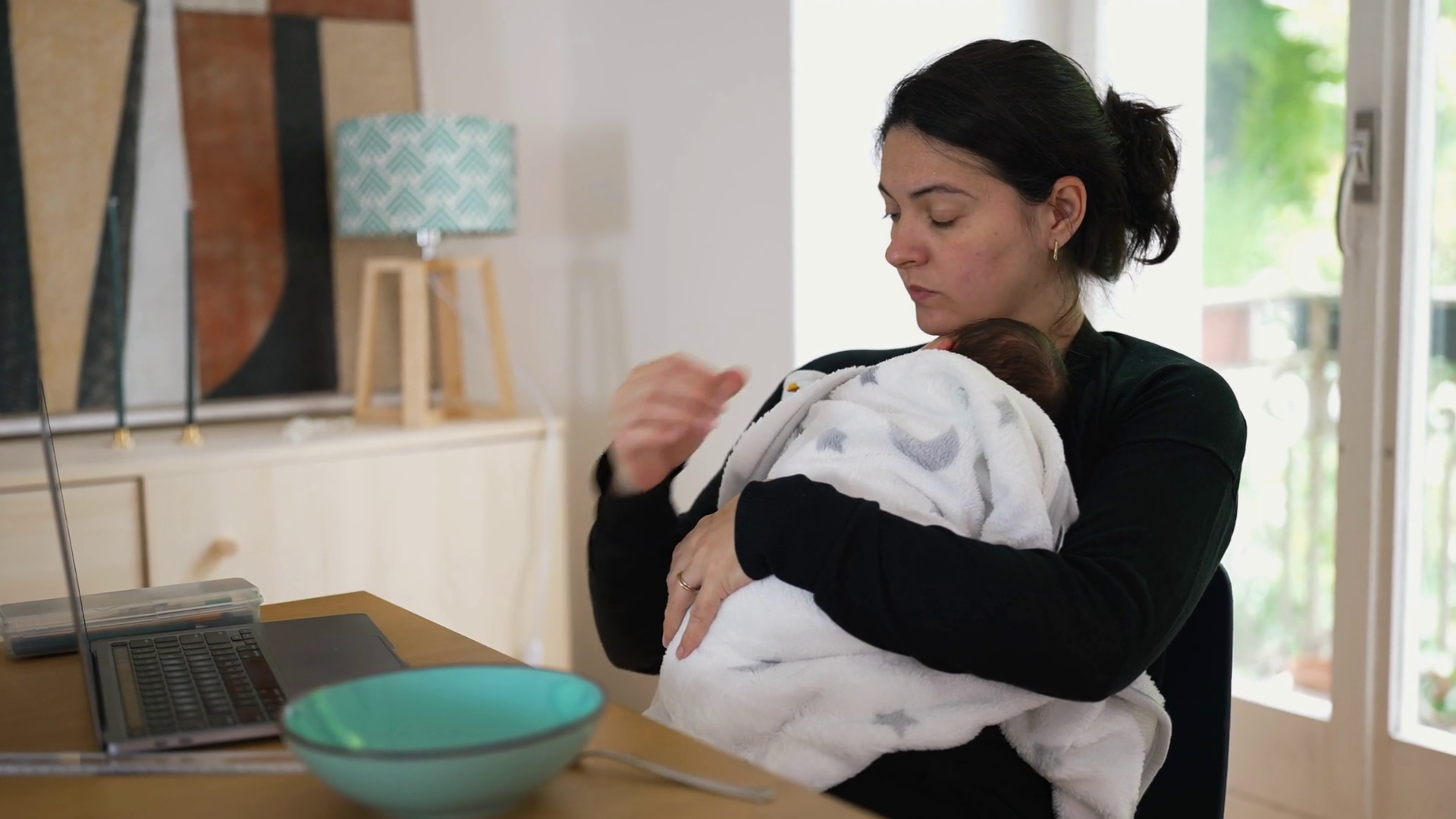Dedicated Mother Multitasks Working On Stock Footage SBV-351799554 ...
