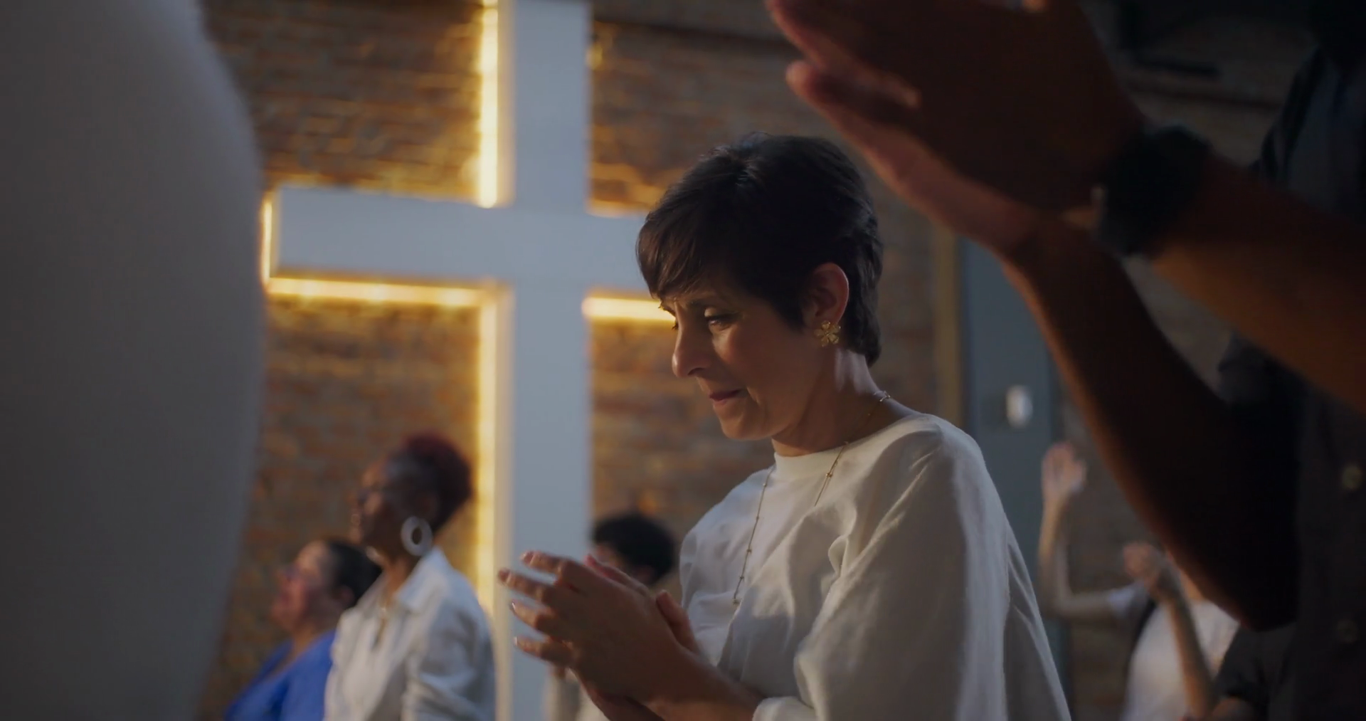 Woman Clapping Hands In Worship Among Stock Footage SBV-351678054 ...