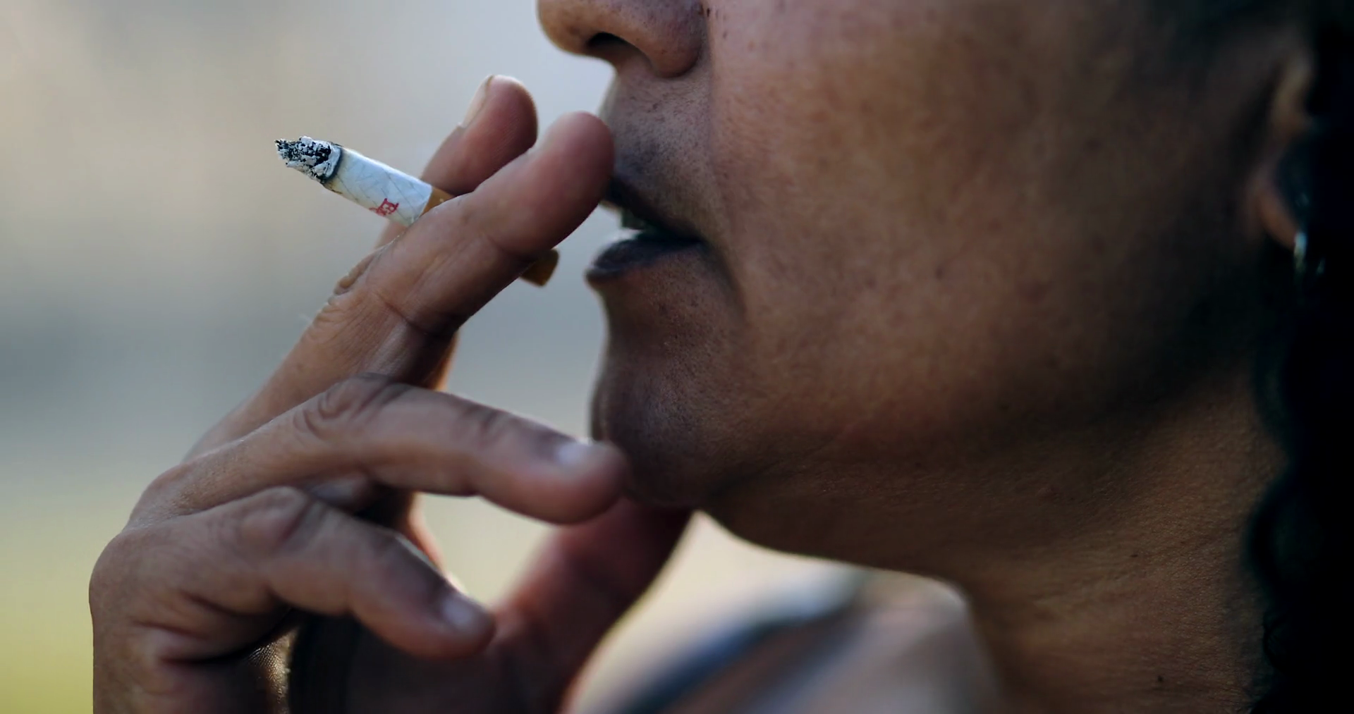 Stressed Mature Woman Smoking Cigarette Stock Footage SBV-352127024 ...